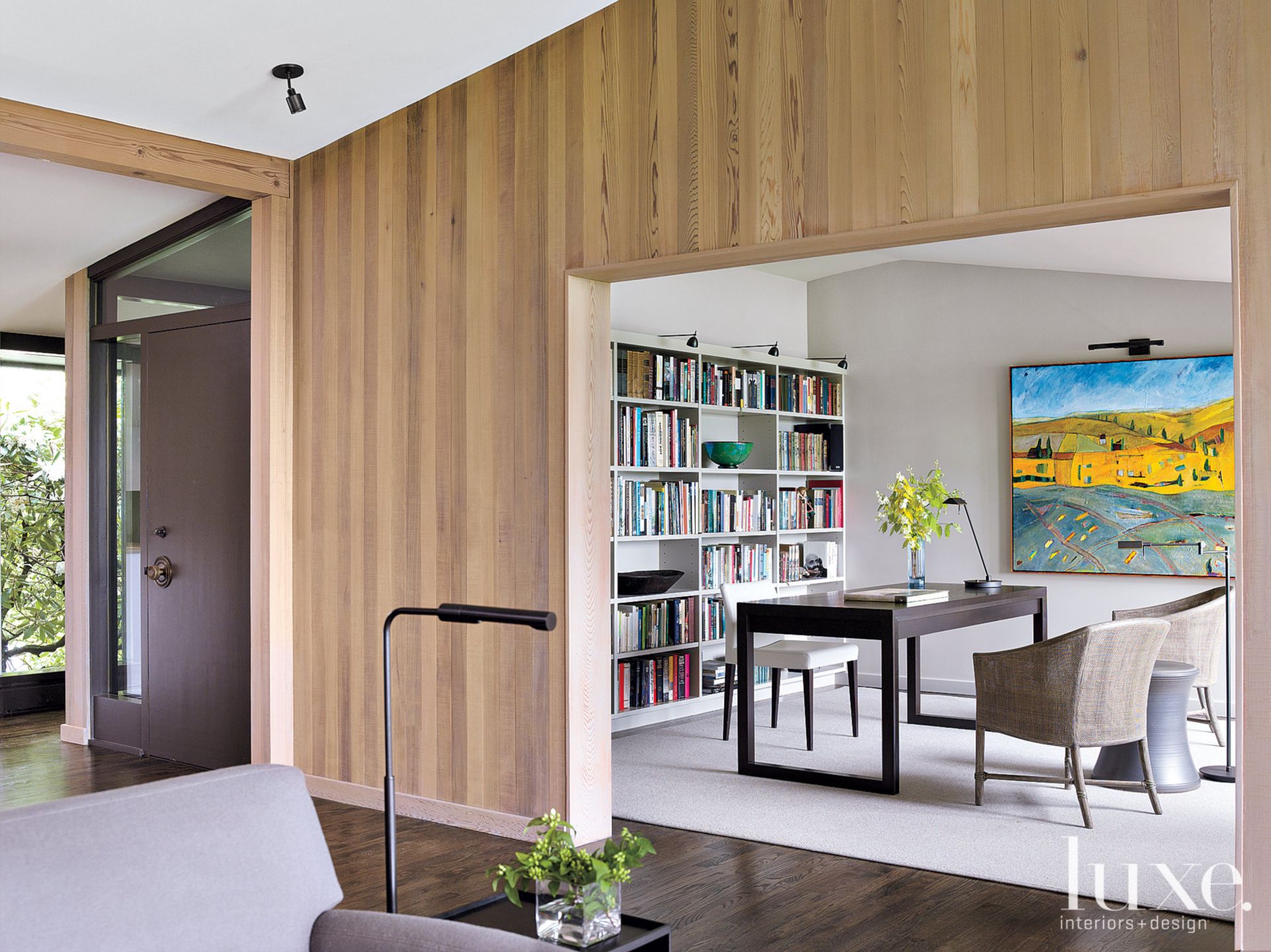 Modern Neutral Library - Luxe Interiors + Design