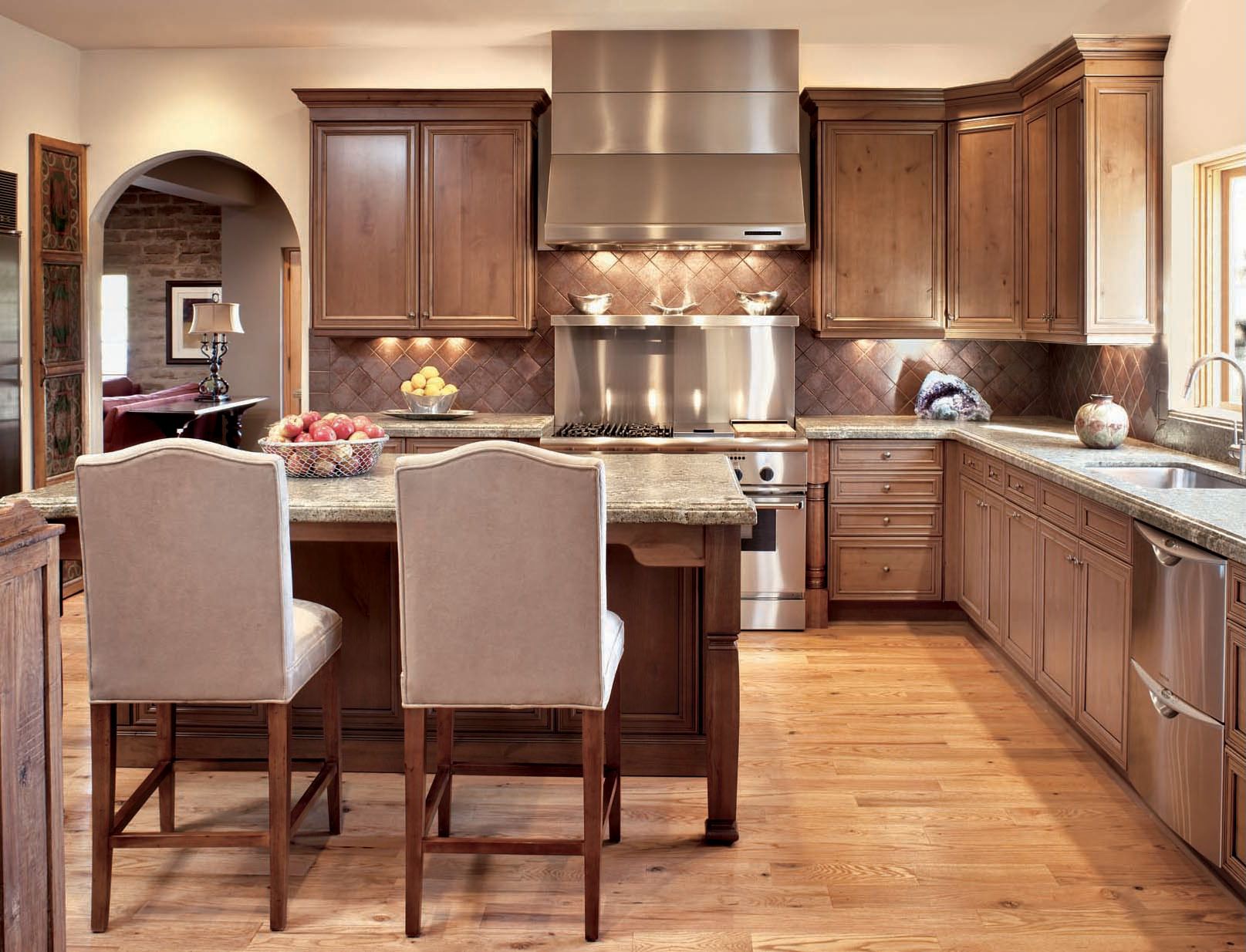 Contemporary Brown Kitchen - Luxe Interiors + Design