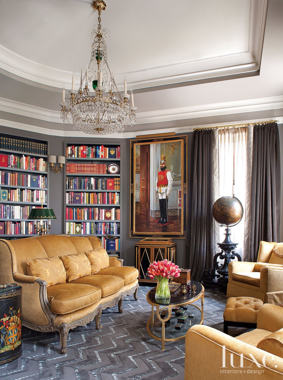Classical European Home Library - Luxe Interiors + Design