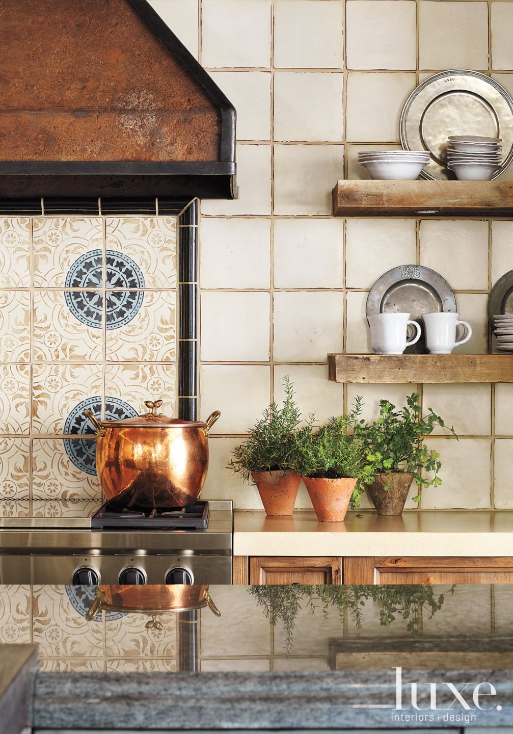 Neutral Mountain Kitchen Handmade Tile Backsplash - Luxe Interiors + Design