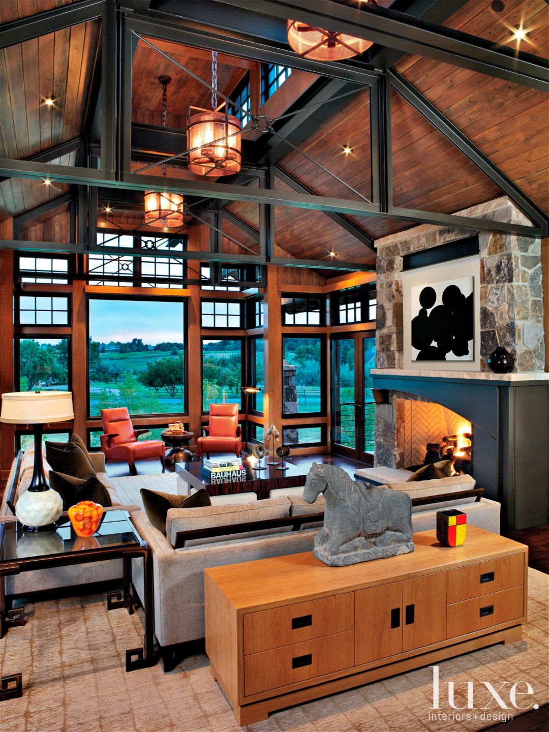 Stylishly Rustic Great Room - Luxe Interiors + Design