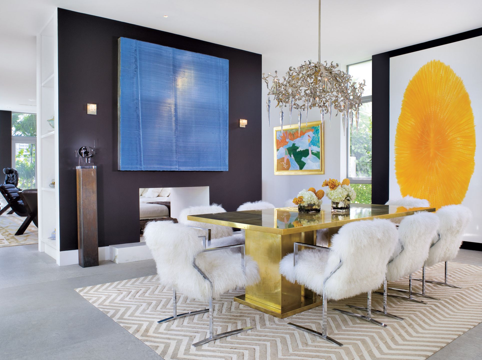 Transitional Multi-Colored Dining Room - Luxe Interiors + Design