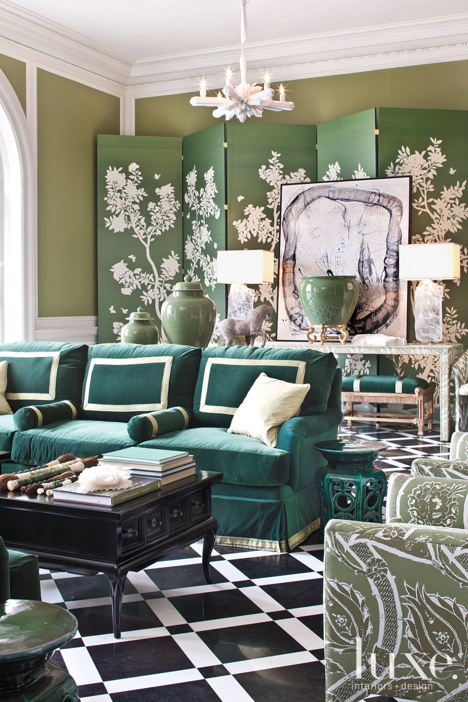 Verdant Sitting Room - Luxe Interiors + Design