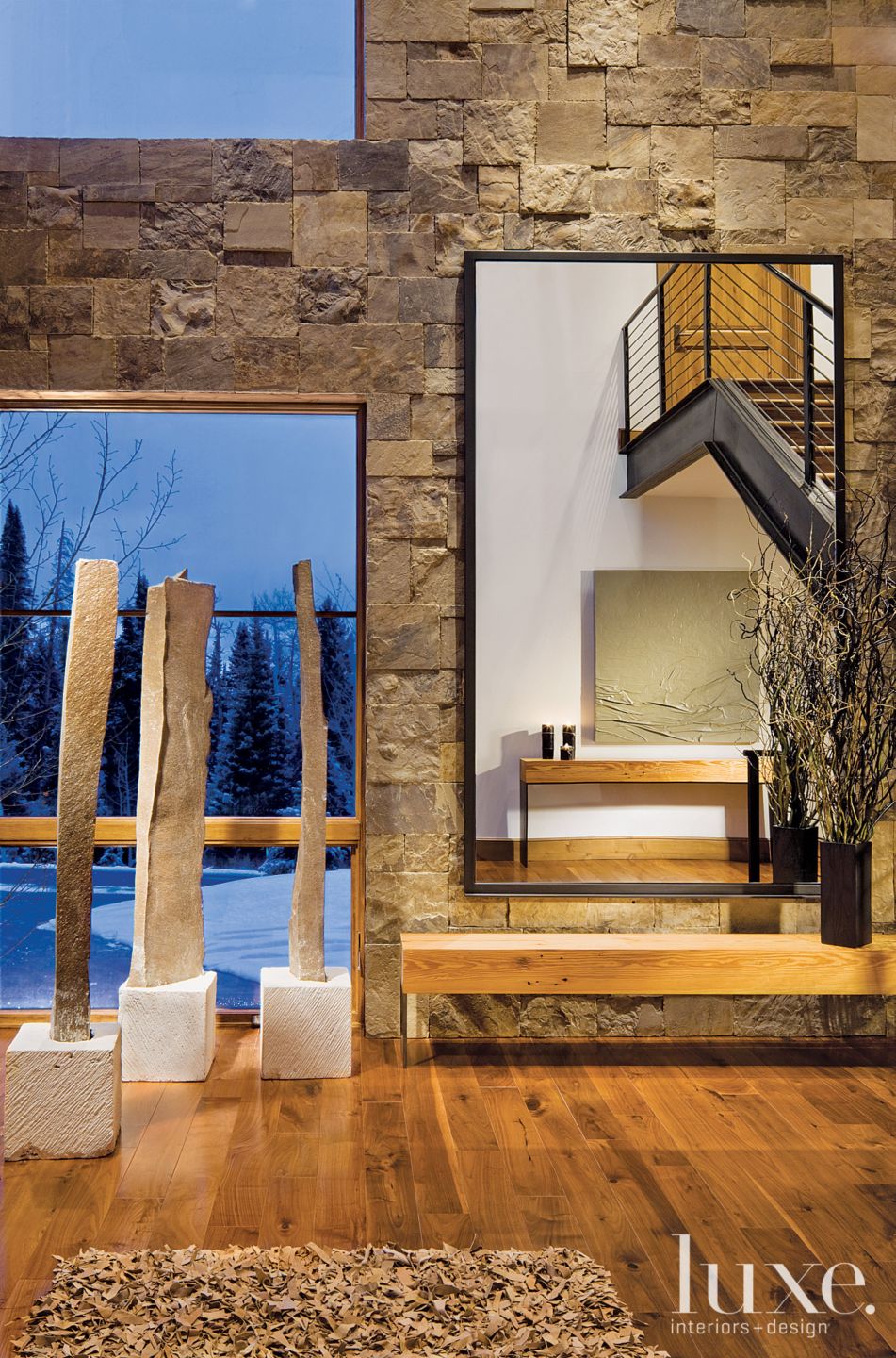 Large mirror in foyer - Luxe Interiors + Design