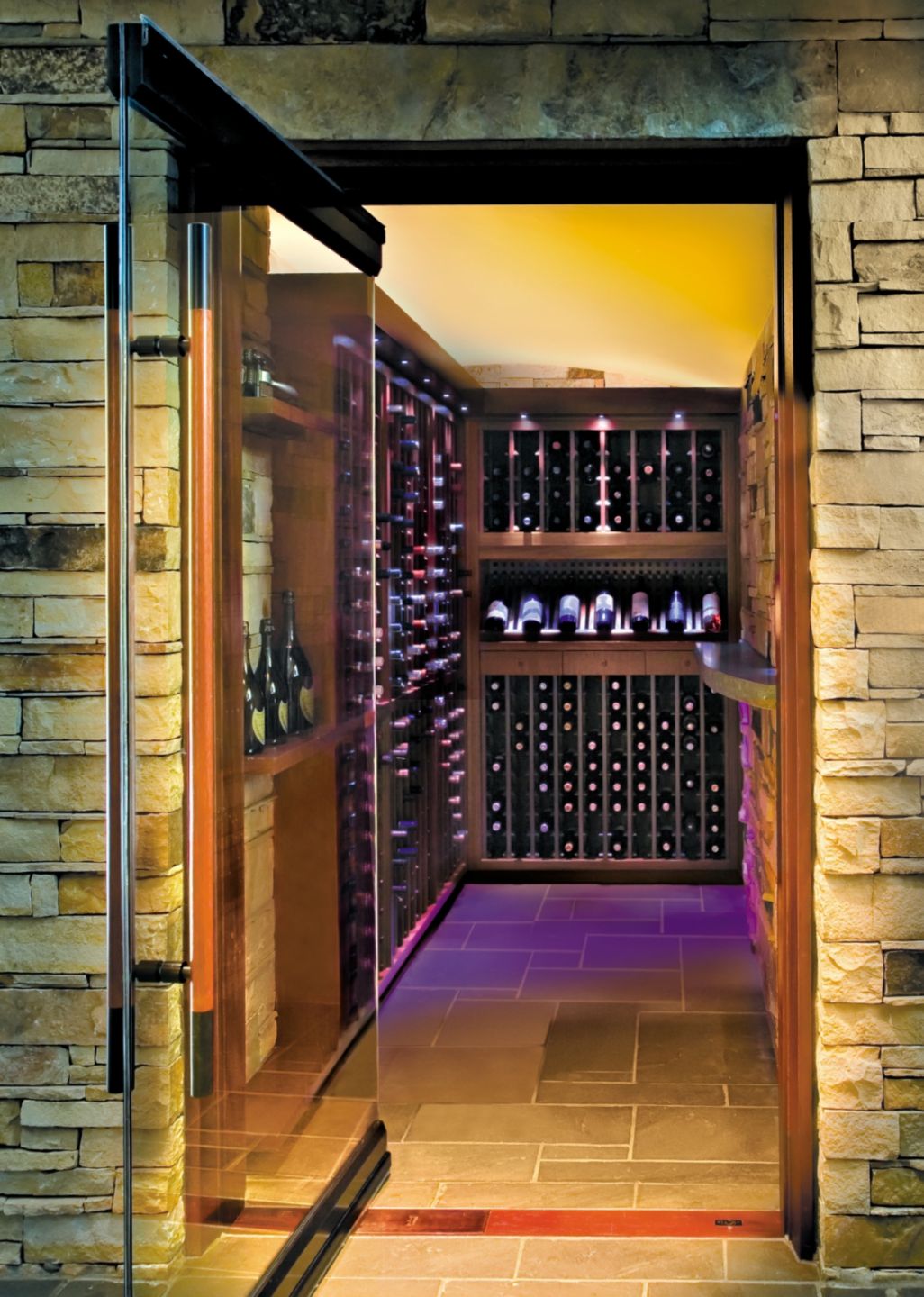 Eclectic Neutral Wine Cellar - Luxe Interiors + Design