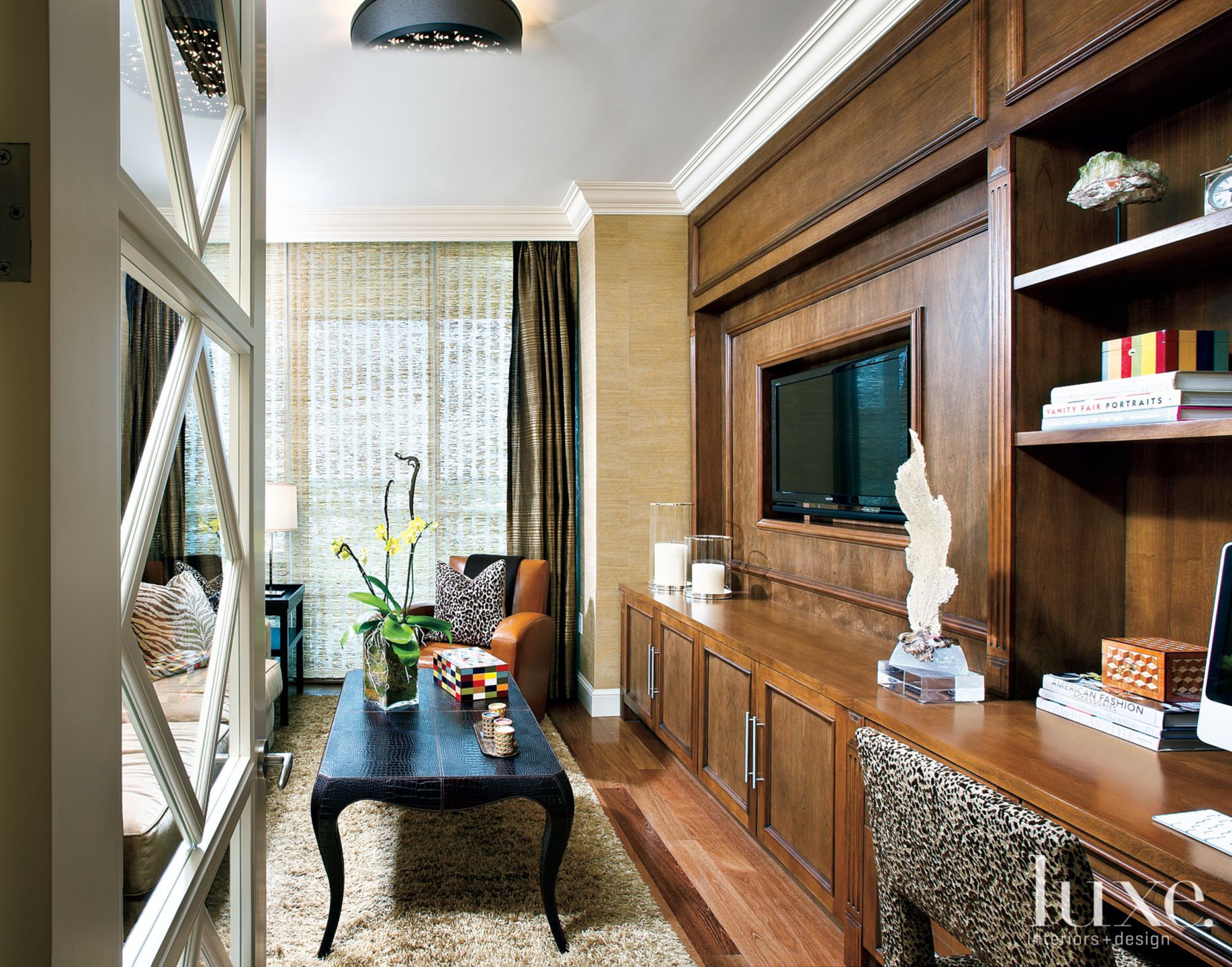 Brown Traditional Den - Luxe Interiors + Design