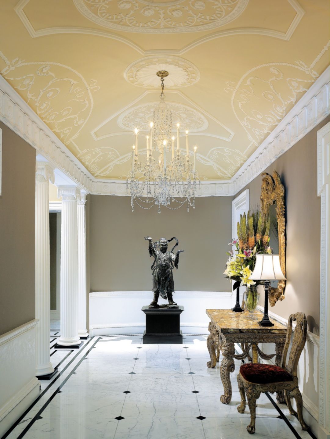 Neoclassical Grand Hallway - Luxe Interiors + Design