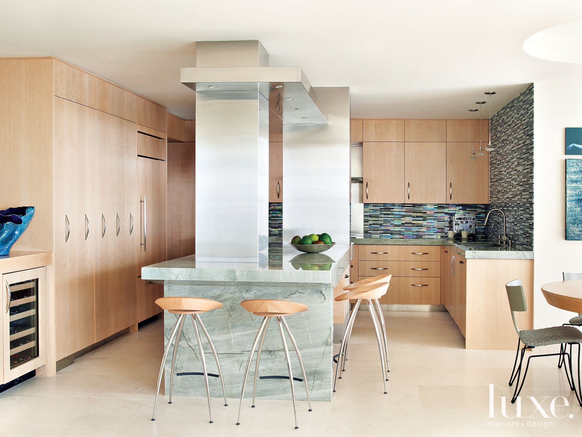 Ocean Inspired Modern Kitchen Backsplash - Luxe Interiors + Design