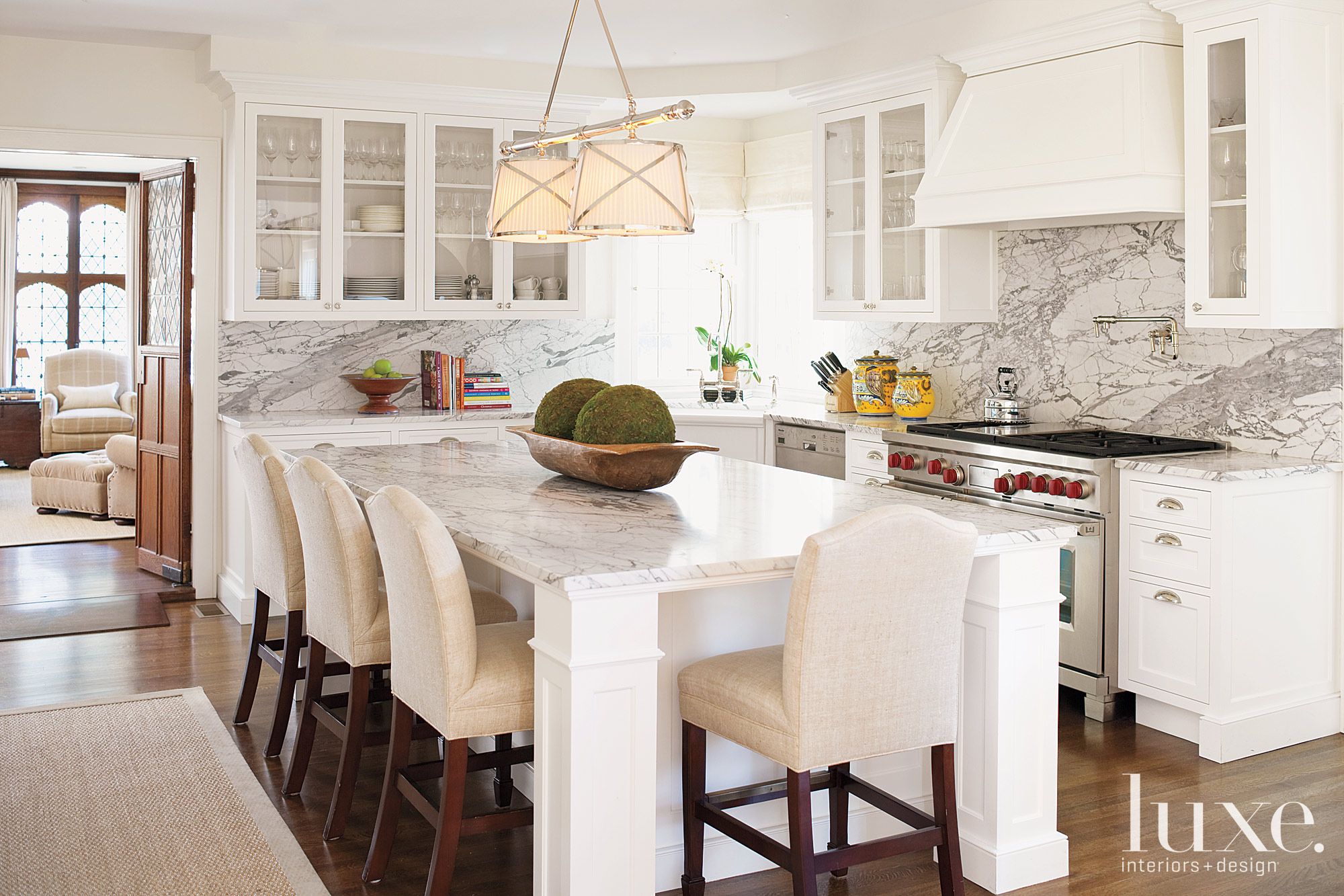 Neutral Colored Marble Kitchen - Luxe Interiors + Design