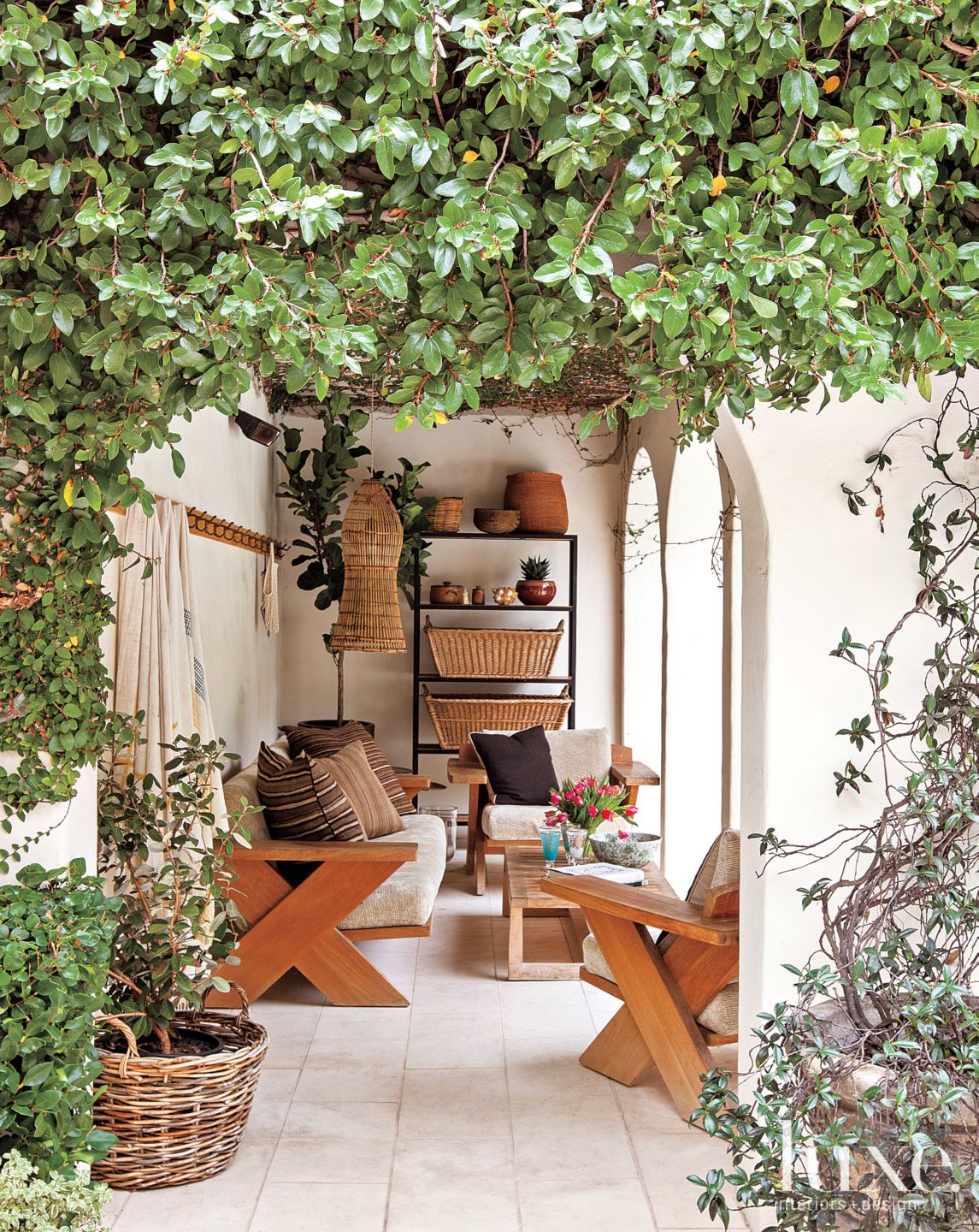 Mediterranean Vine-Covered Terrace - Luxe Interiors + Design