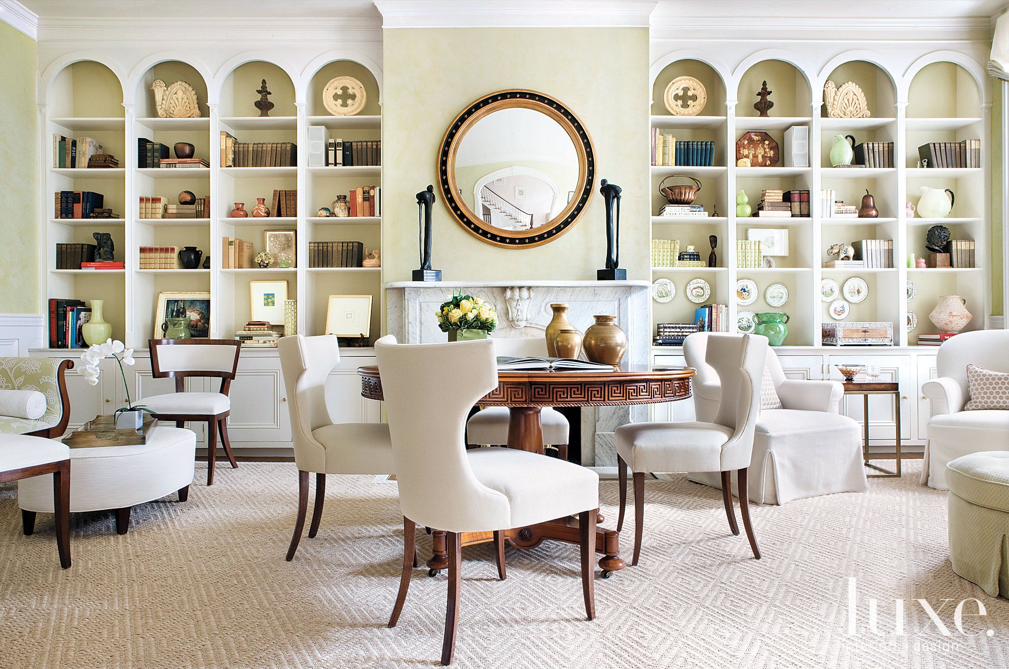 Traditional White Multi-Purpose Room - Luxe Interiors + Design