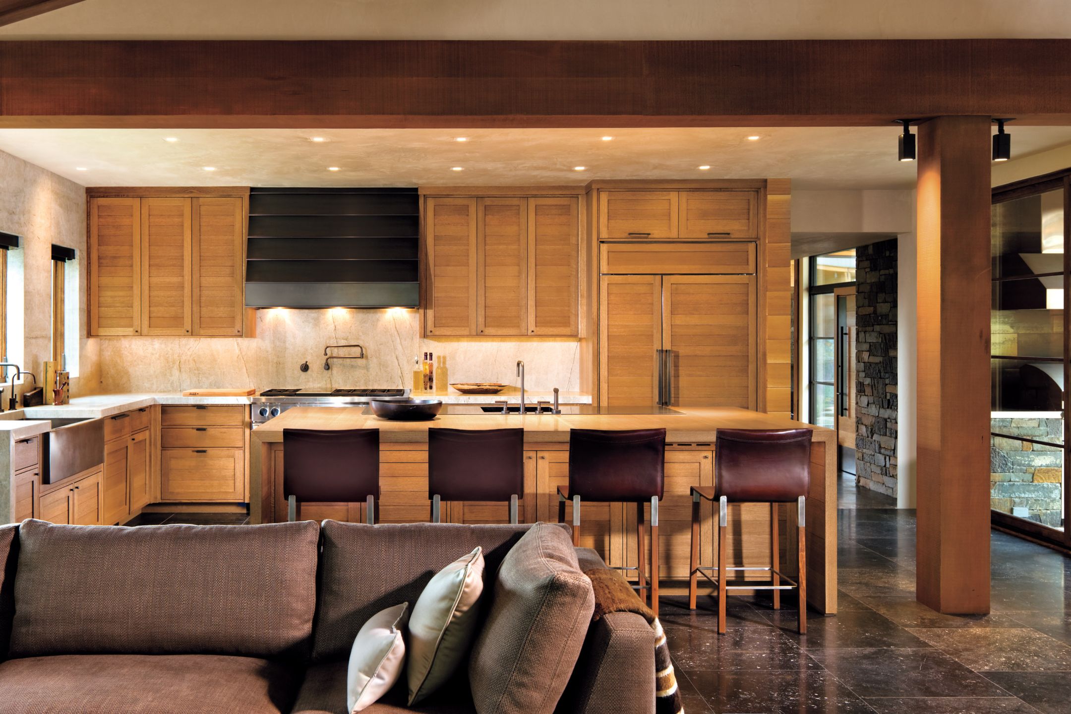 Contemporary Brown Kitchen - Luxe Interiors + Design
