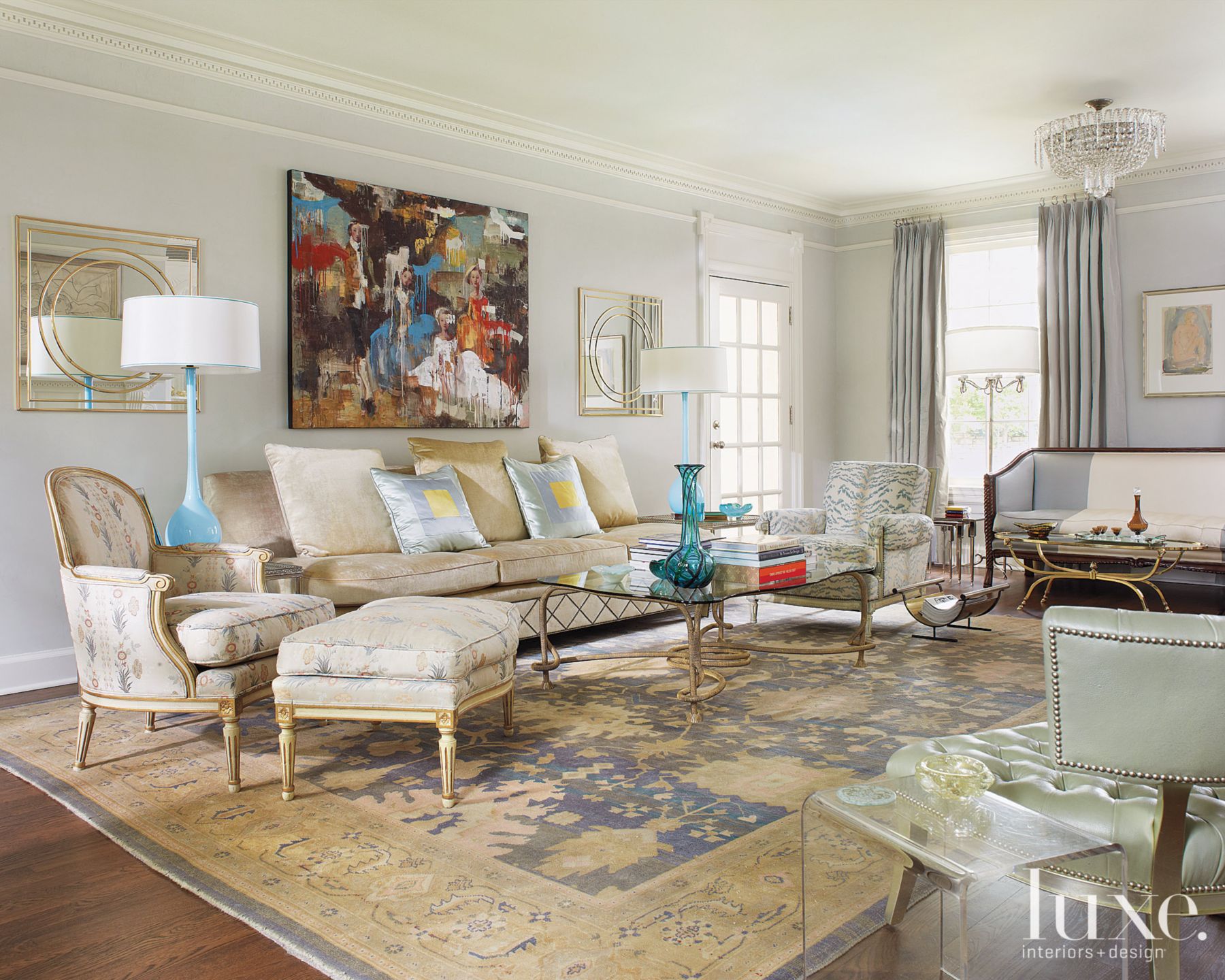 Neutral Neo-Classical Living Room - Luxe Interiors + Design