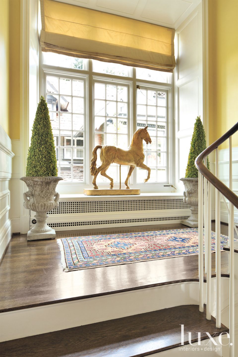 Traditional Yellow Stairway - Luxe Interiors + Design