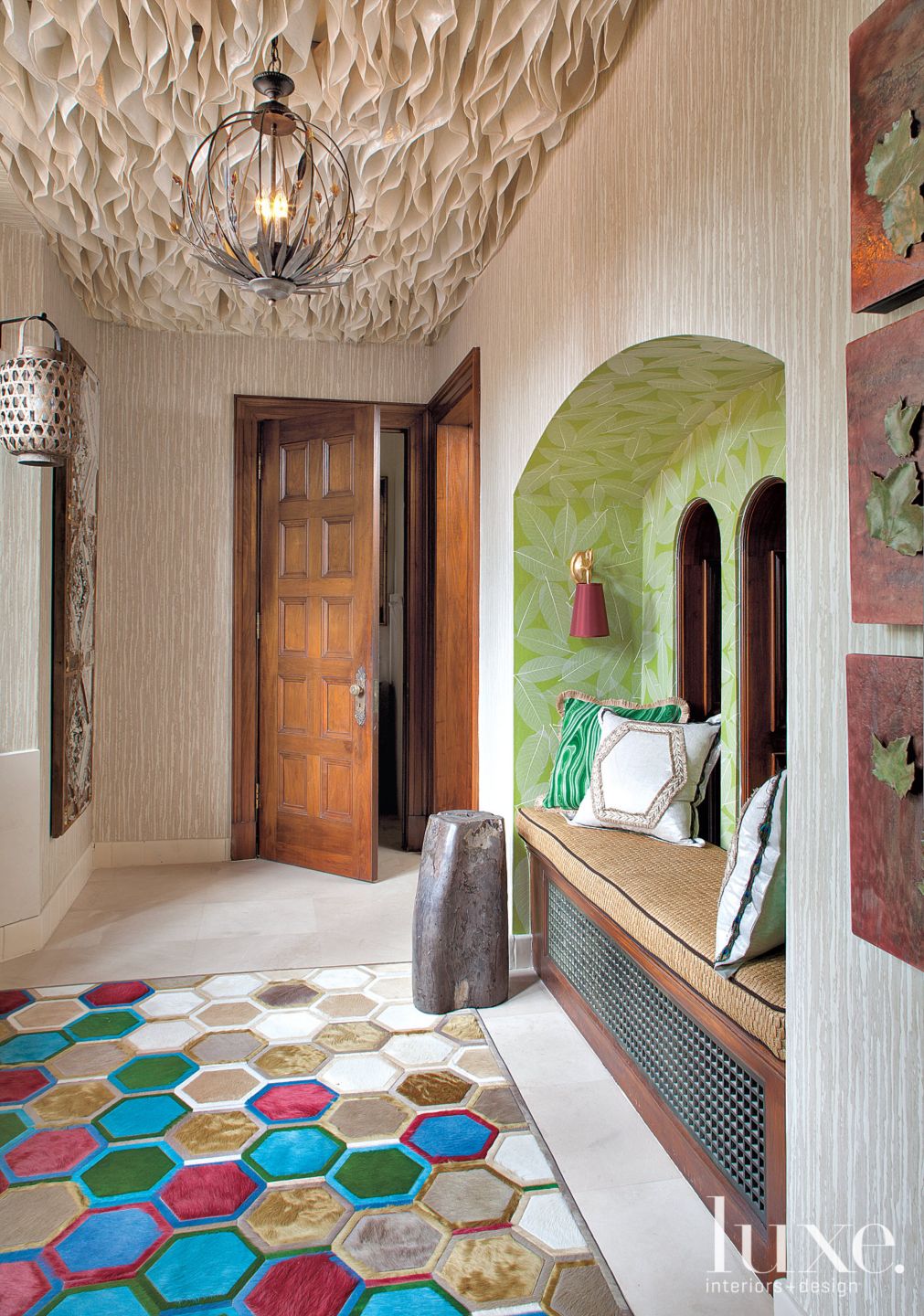 Neutral Modern Conservatory with Green Seating Area - Luxe Interiors ...