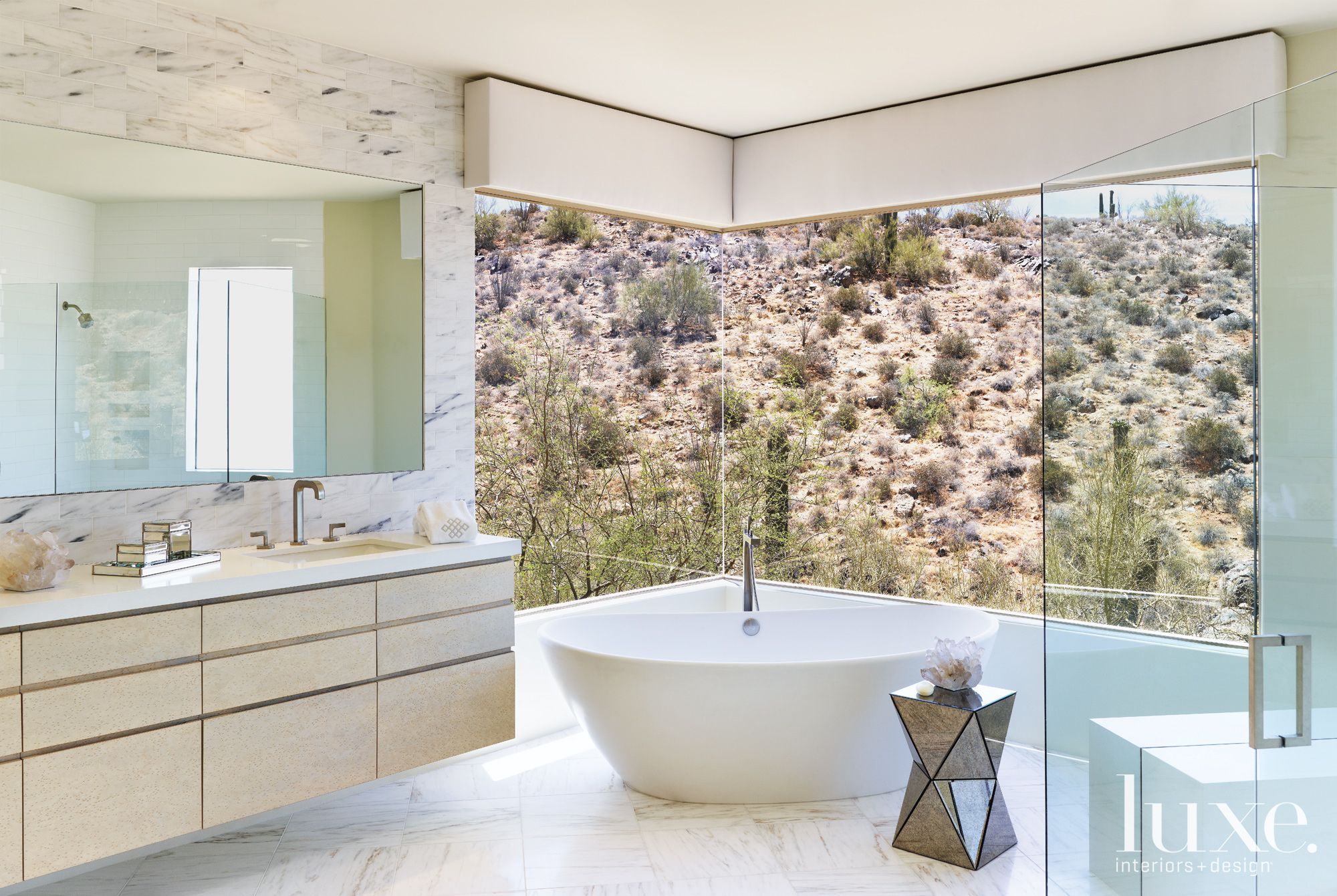 Neutral Contemporary Master Bath - Luxe Interiors + Design