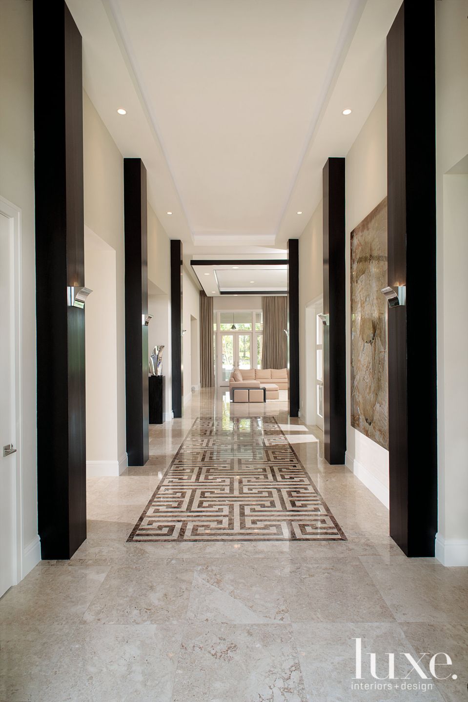 Modern Brown Entry Hallway - Luxe Interiors + Design