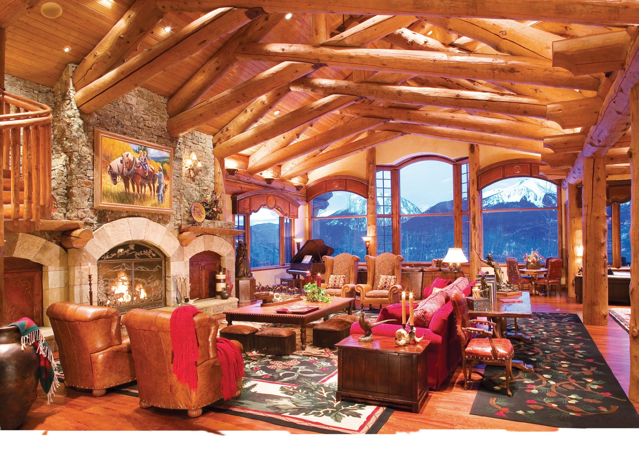 Rustic Elegant Great Room - Luxe Interiors + Design