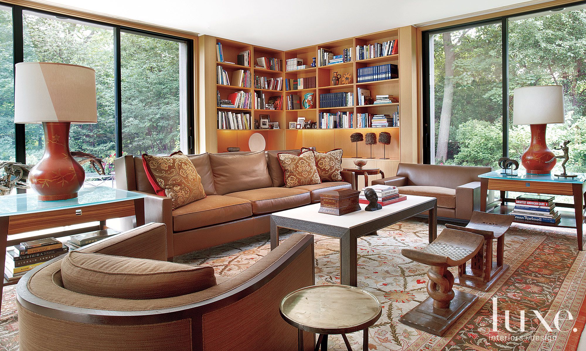 Eclectic Neutral Family Room - Luxe Interiors + Design