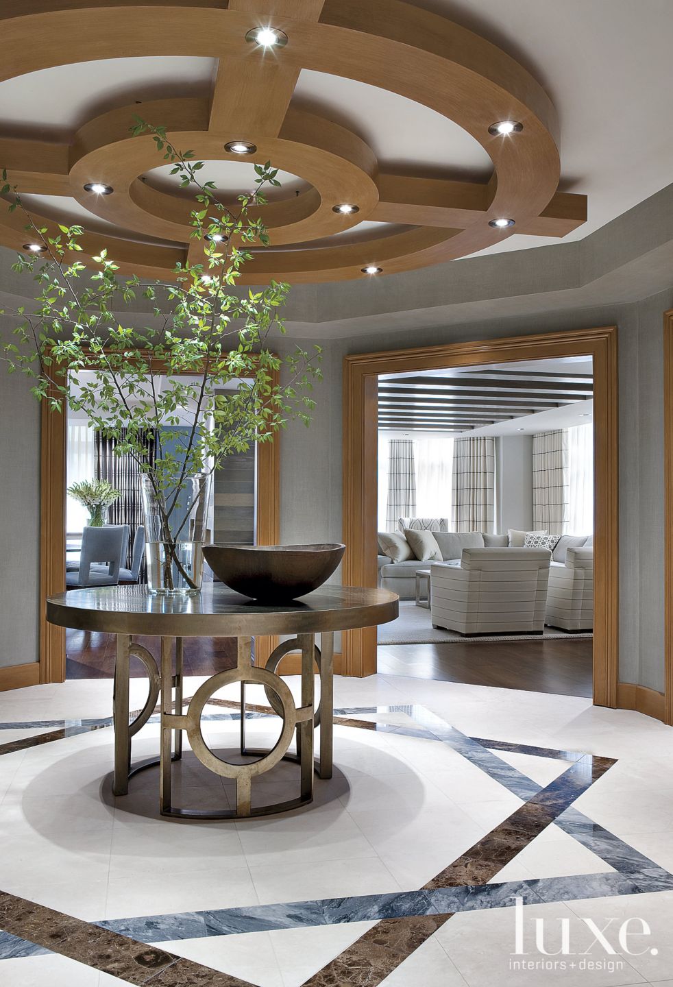 Contemporary Gray Foyer - Luxe Interiors + Design