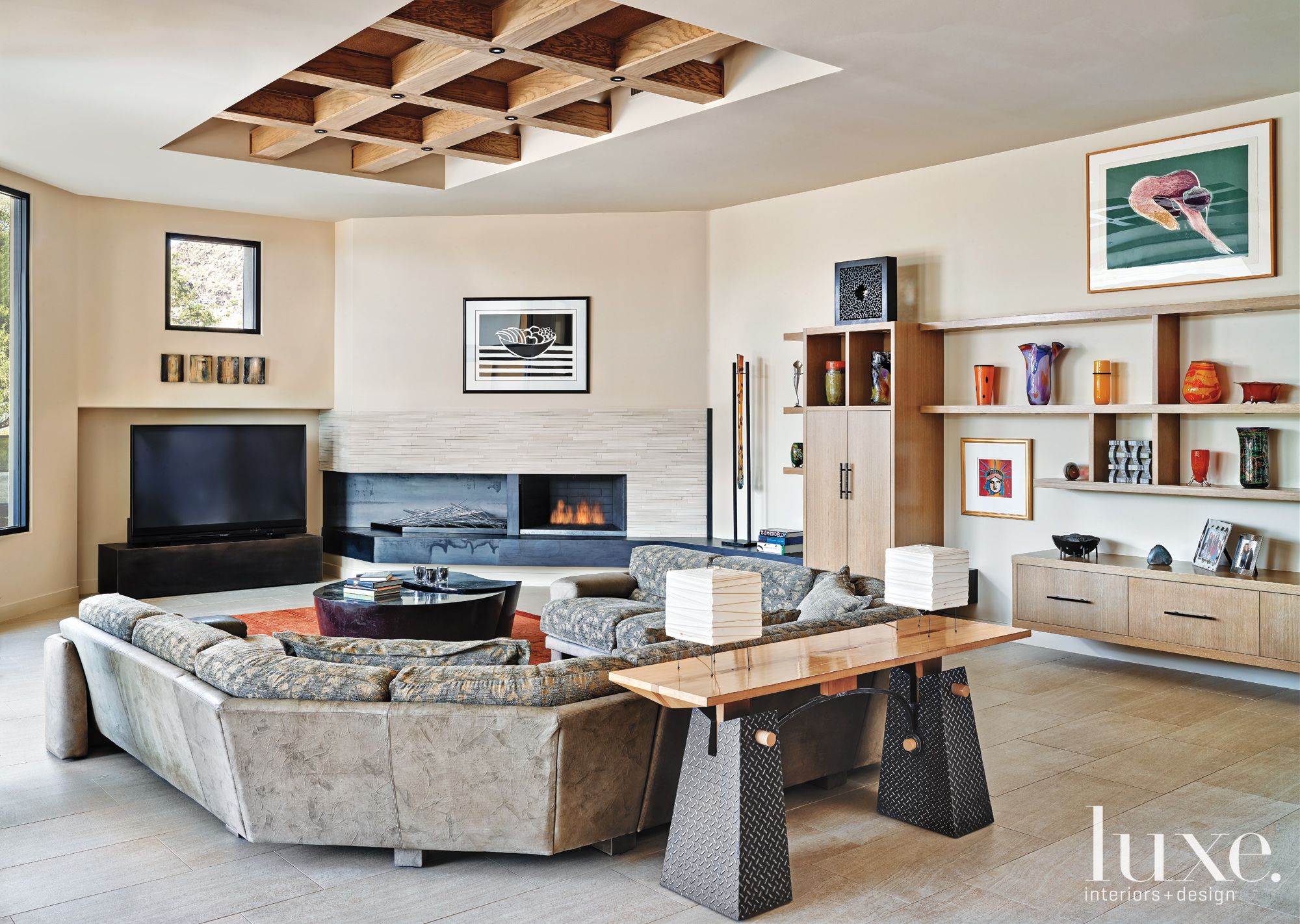 Modern Neutral Family Room - Luxe Interiors + Design