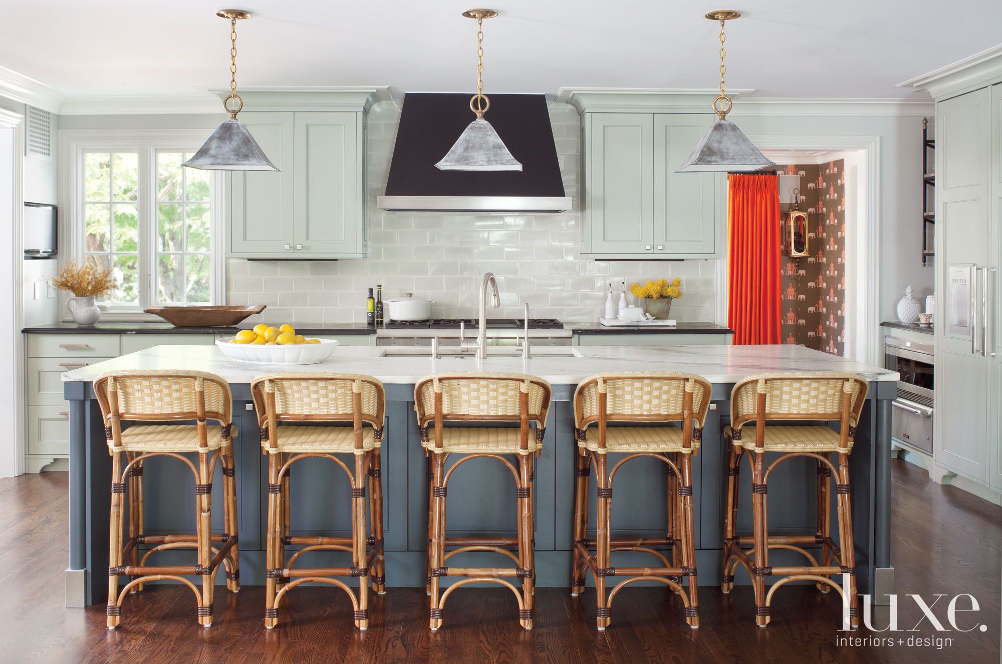 Traditional Blue and Green Kitchen - Luxe Interiors + Design