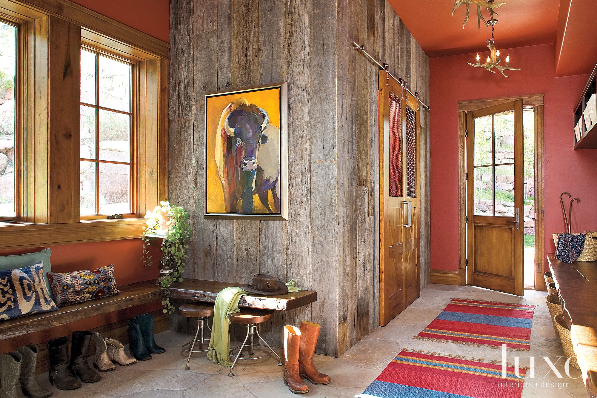 Rustic Wood Mudroom - Luxe Interiors + Design
