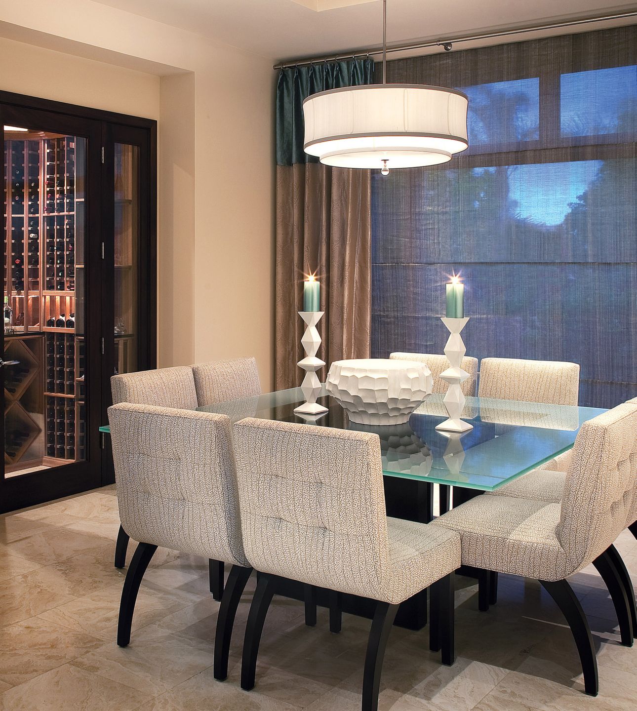 Contemporary Neutral Dining Room - Luxe Interiors + Design