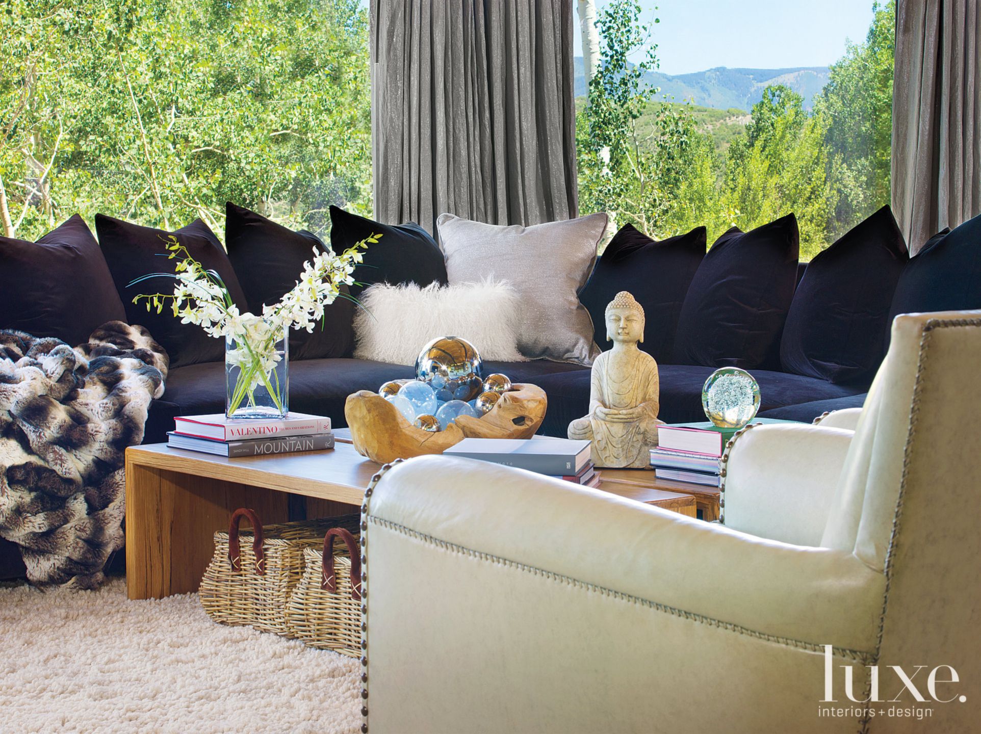 Mountain Neutral Great Room Vignette with Ample Light - Luxe Interiors ...