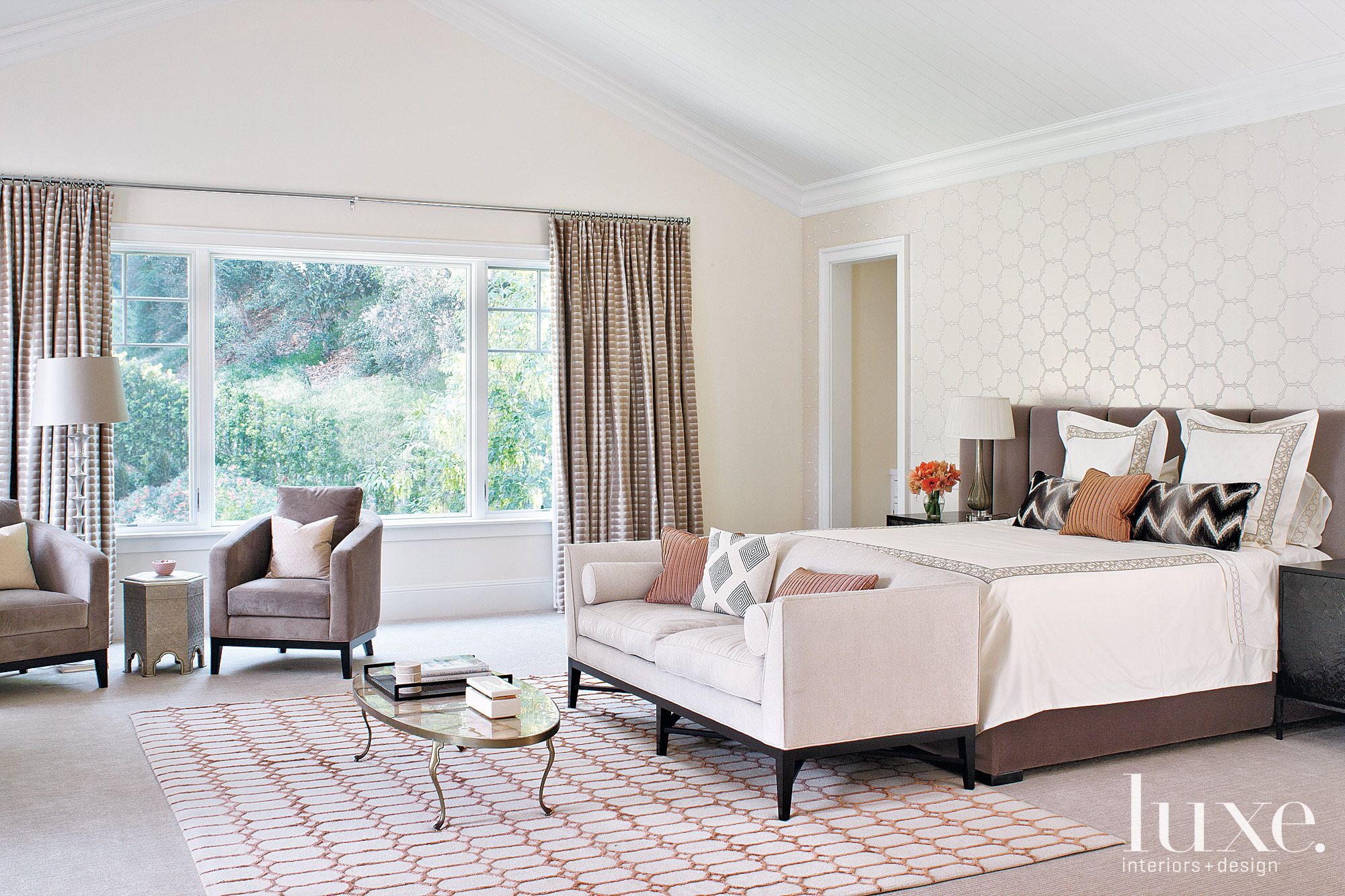 Cream Contemporary Master Bedroom - Luxe Interiors + Design