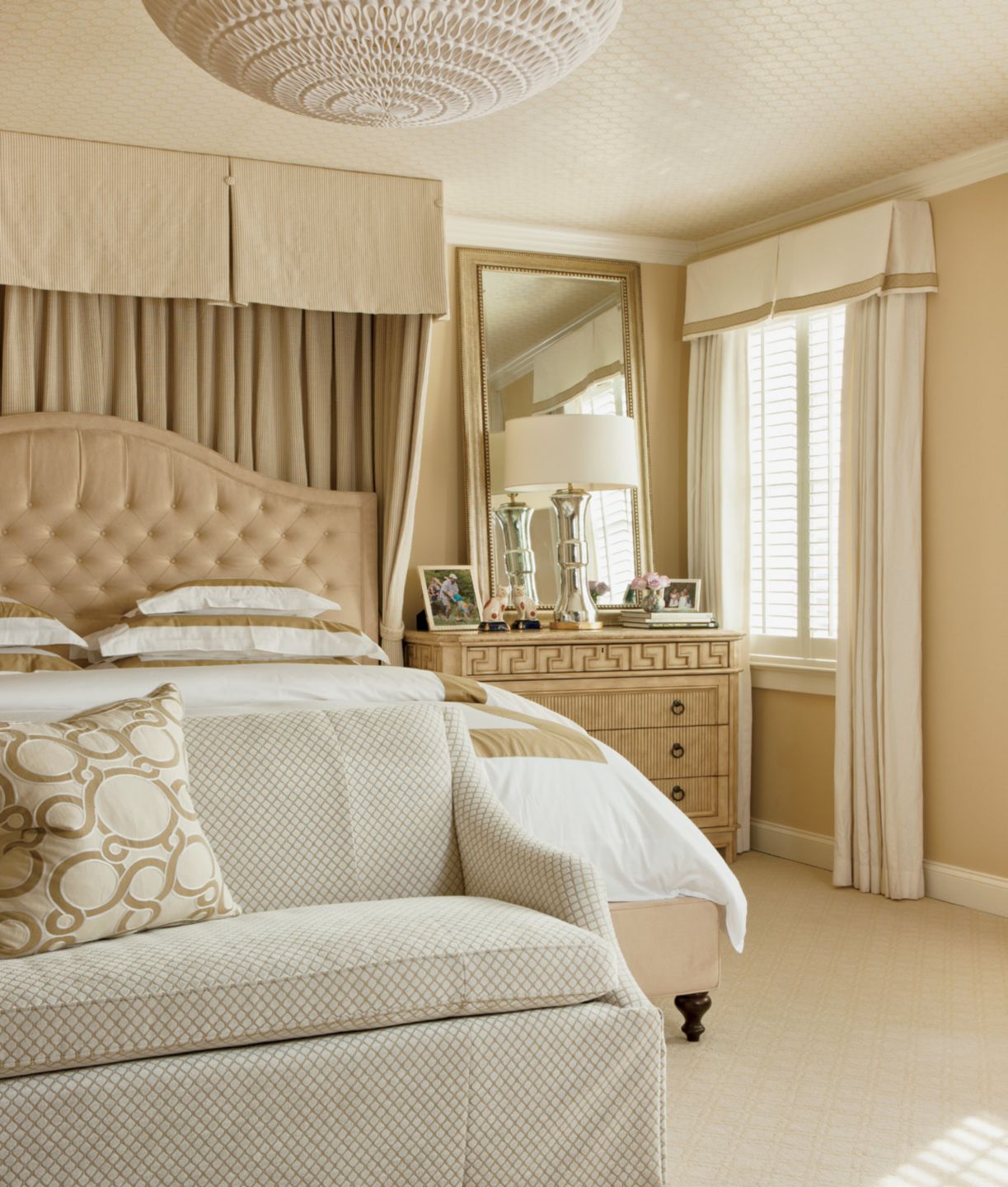 Neutral Transitional Master Bedroom - Luxe Interiors + Design
