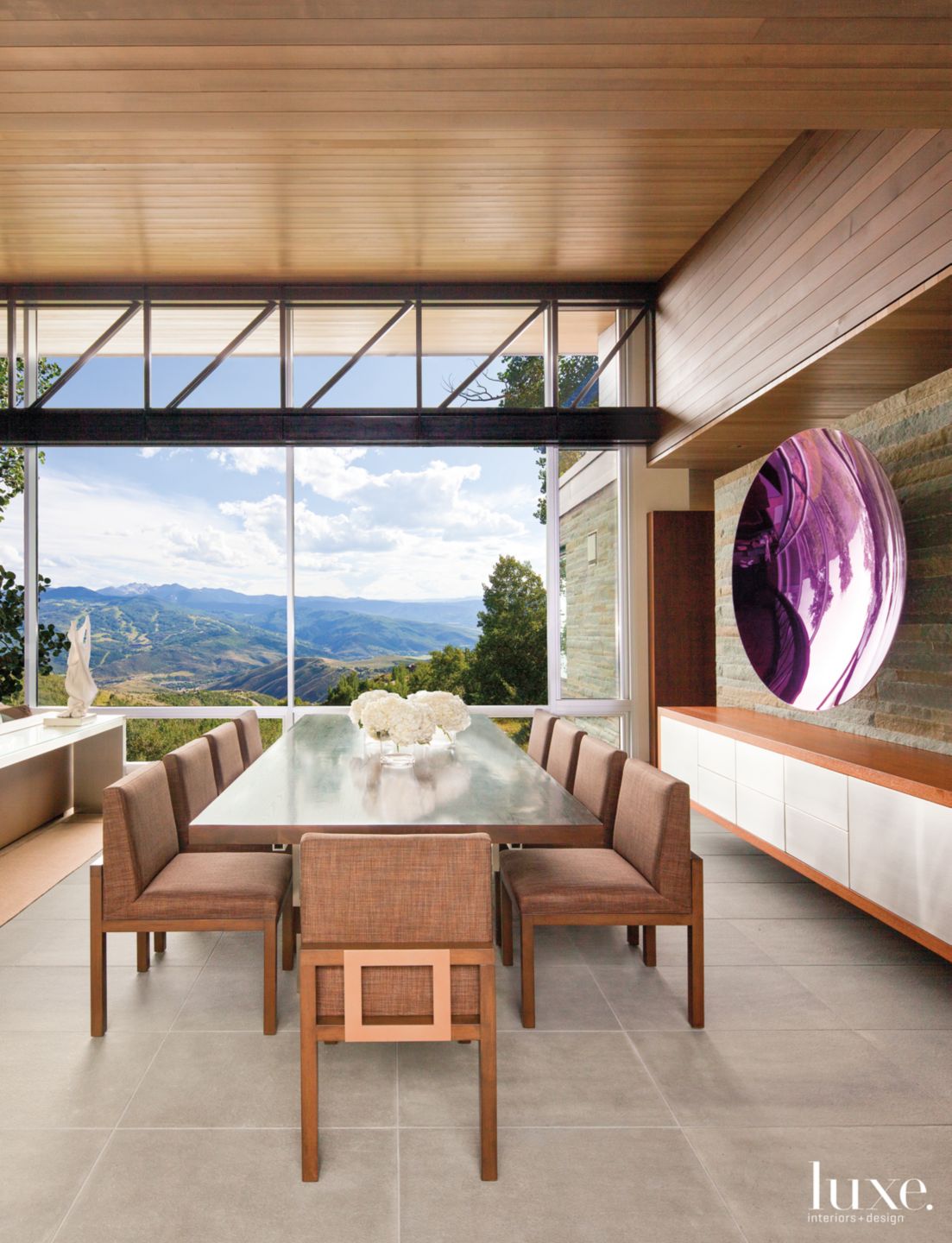 Modern Neutral Dining Room with Pennsylvania Bluestone Wall - Luxe ...