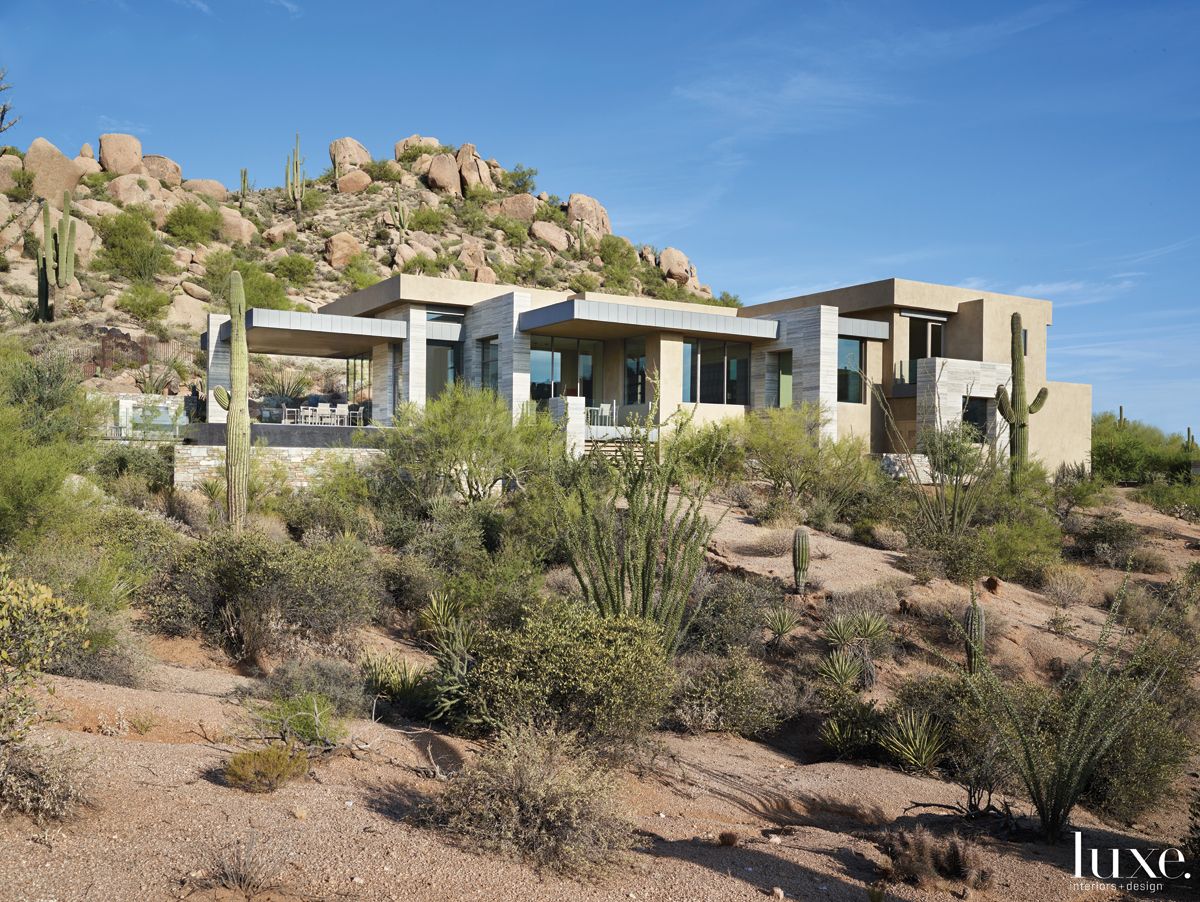 Modern Neutral Exterior with Rugged Desert Landscape - Luxe Interiors ...