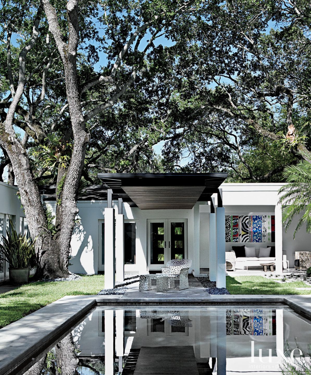 Modern White and Gray Rear Elevation - Luxe Interiors + Design