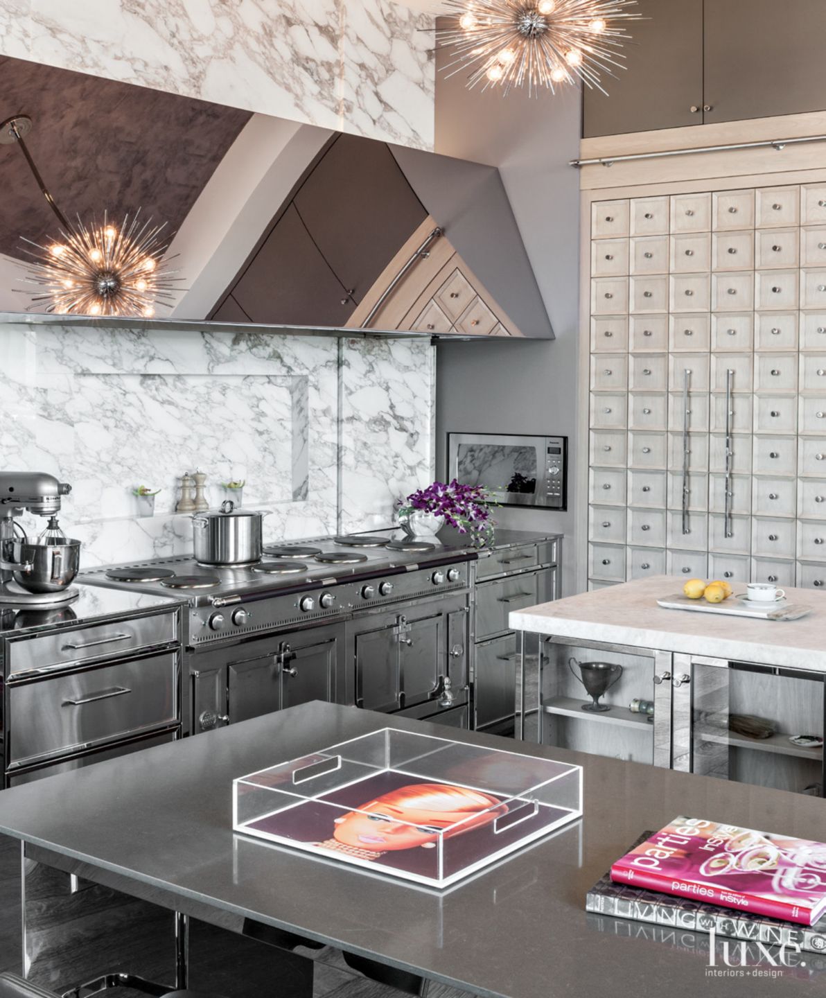 Eclectic Silver Kitchen - Luxe Interiors + Design