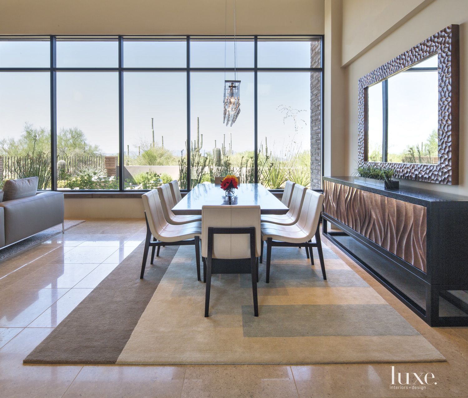 Contemporary Neutral Dining Room with Desert Views - Luxe Interiors ...