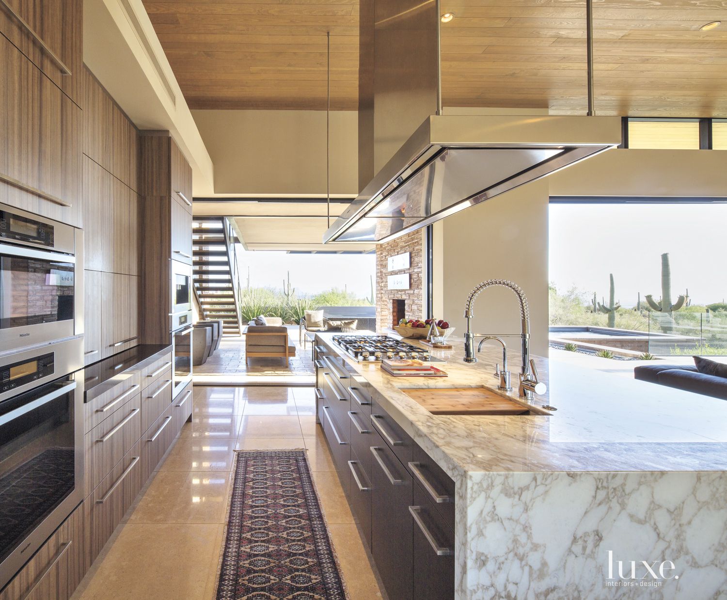 Contemporary Neutral Kitchen with Gold Marble - Luxe Interiors + Design
