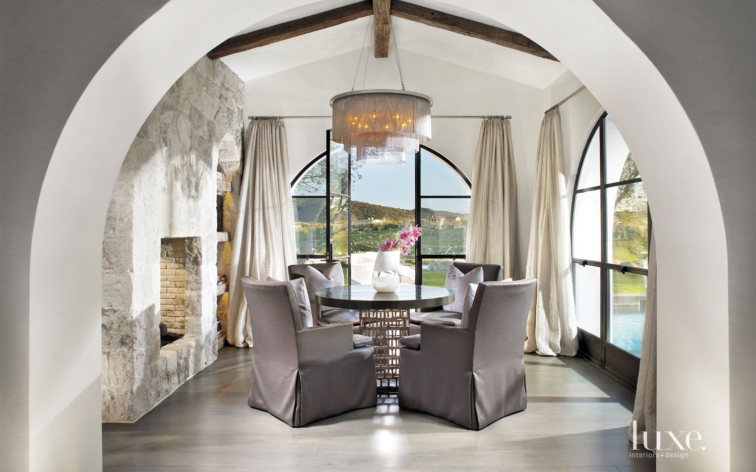 Traditional White Breakfast Room - Luxe Interiors + Design