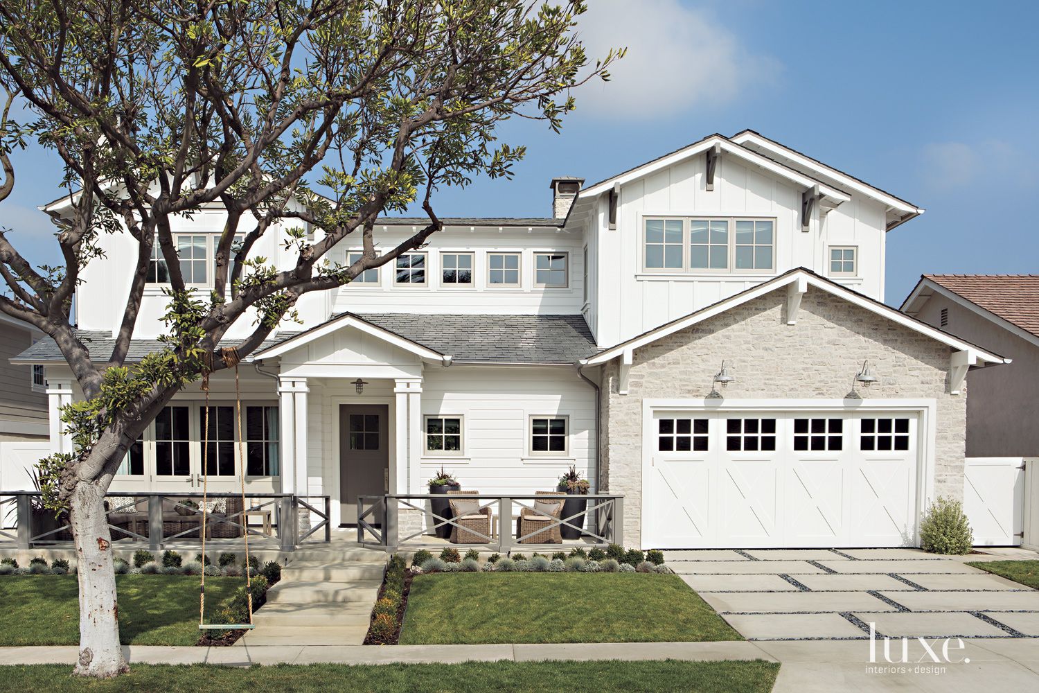 Contemporary White Front Exterior - Luxe Interiors + Design