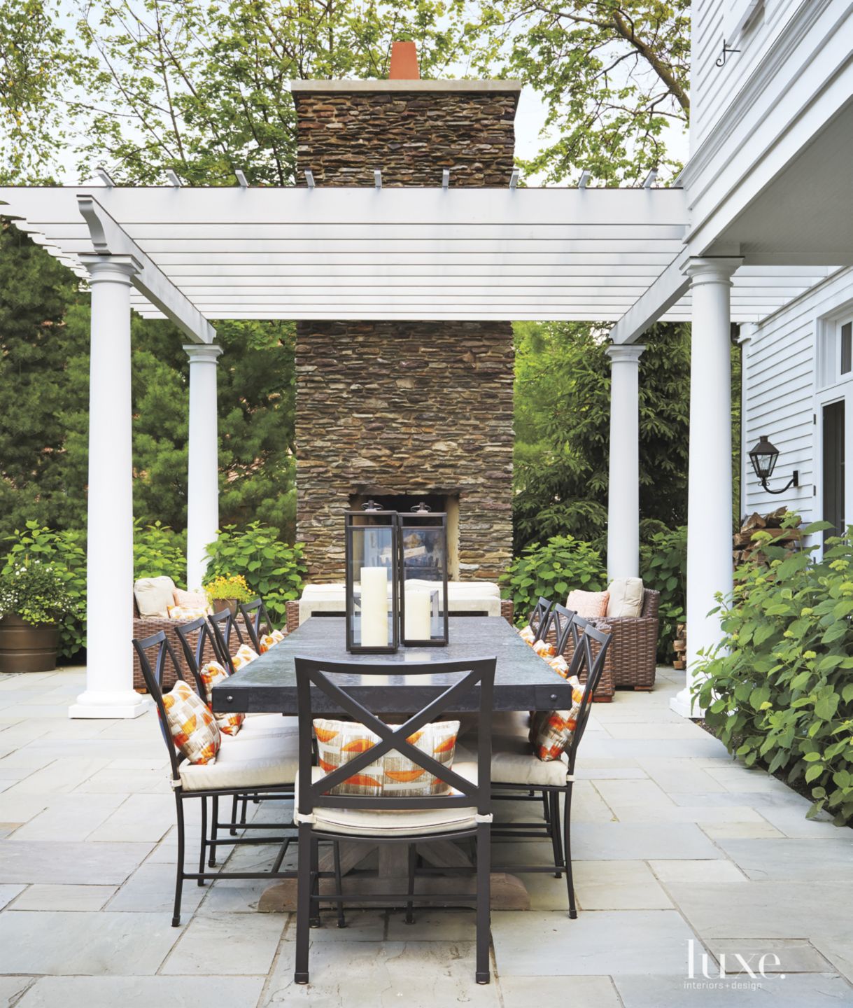 Contemporary Patio with Dreamy Backyard Landscape - Luxe Interiors + Design