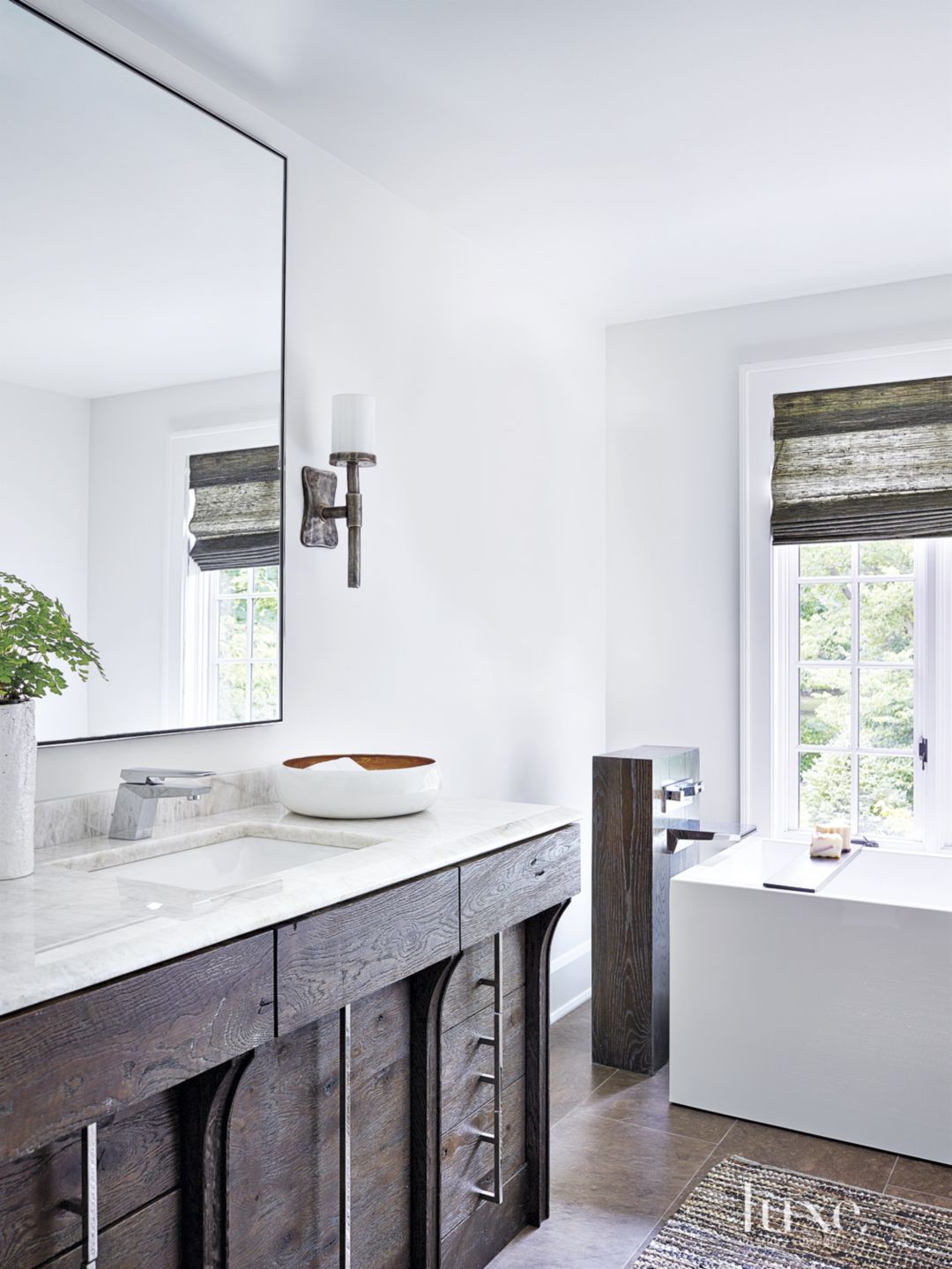 Transitional White Master Bath Vanity - Luxe Interiors + Design