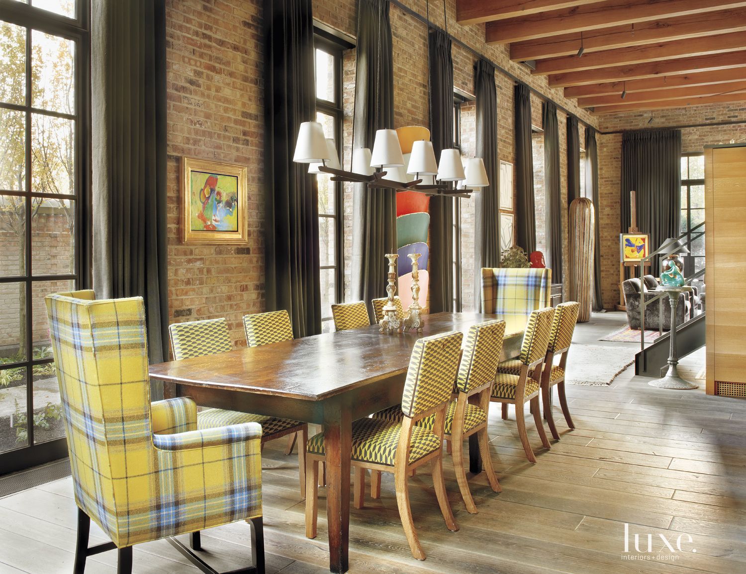 Eclectic Multi-Colored Dining Area - Luxe Interiors + Design