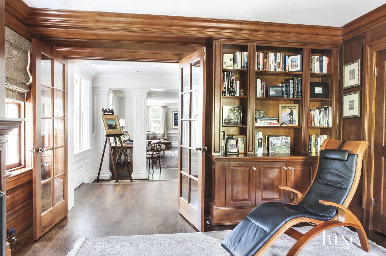 Traditional Paneled Library - Luxe Interiors + Design