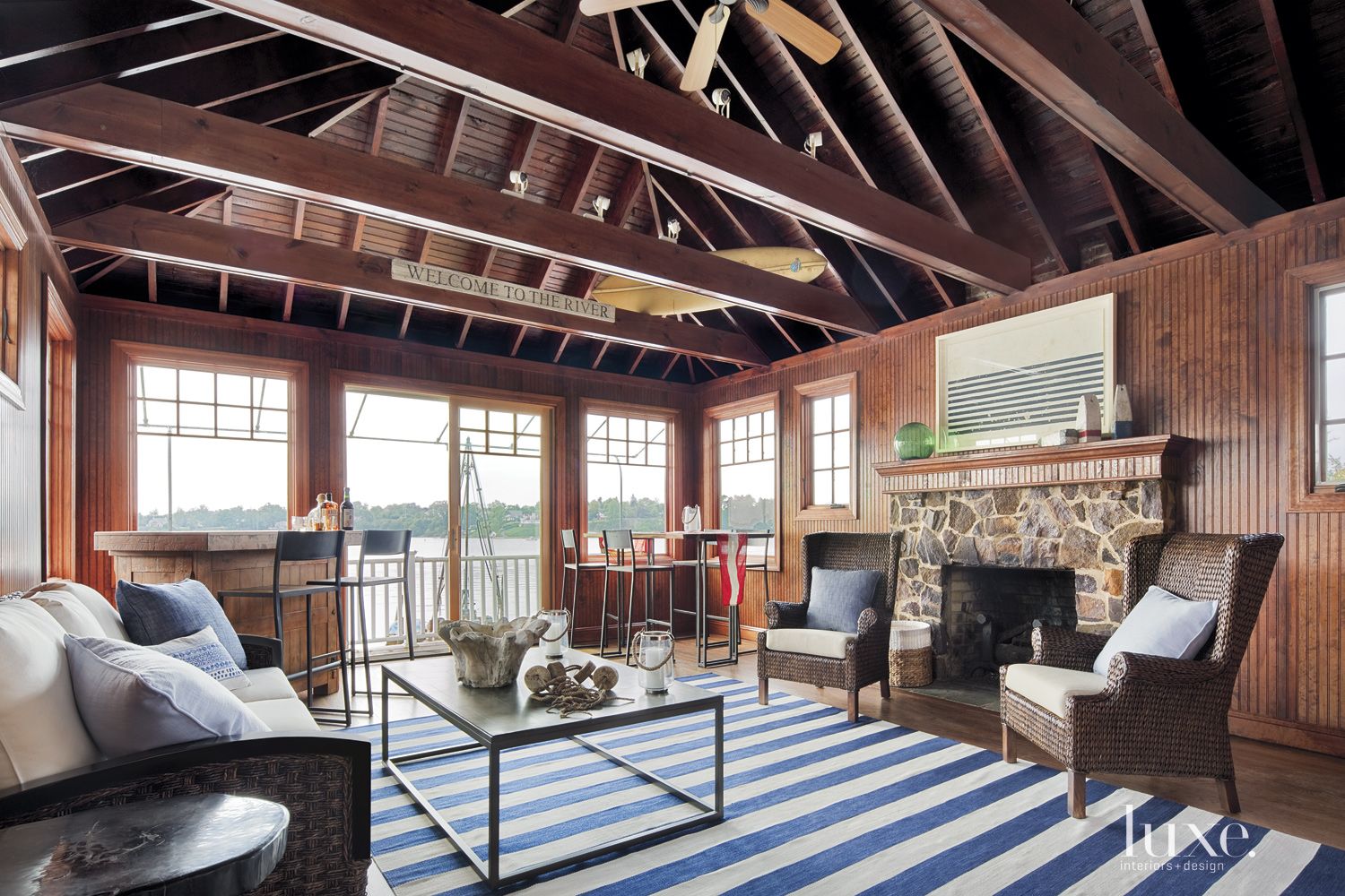 Contemporary Wood Paneled Boathouse - Luxe Interiors + Design