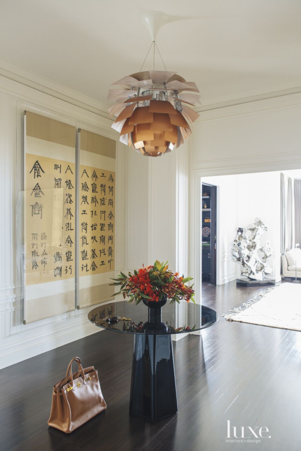 Transitional White Foyer with Restored Millwork - Luxe Interiors + Design
