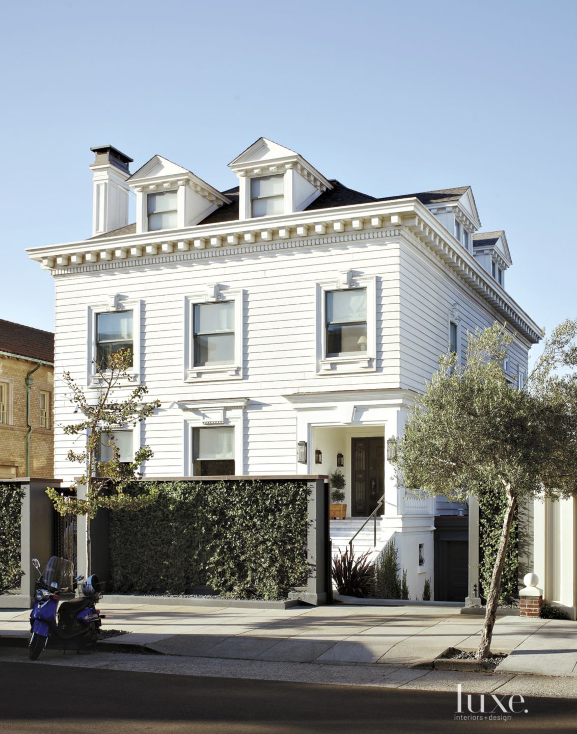 White Italianate-Style Front Elevations - Luxe Interiors + Design