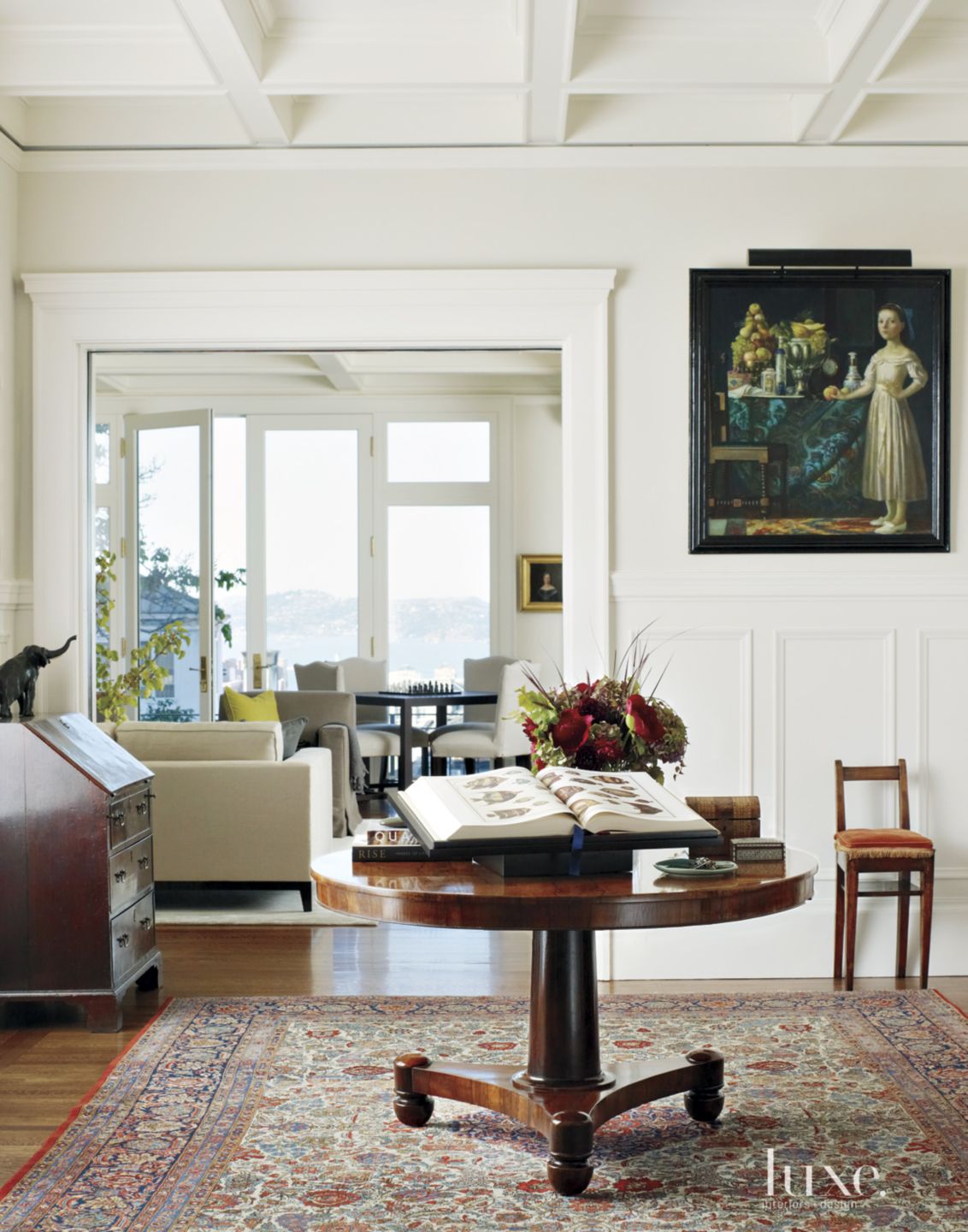 Traditional White Entry Card Table - Luxe Interiors + Design