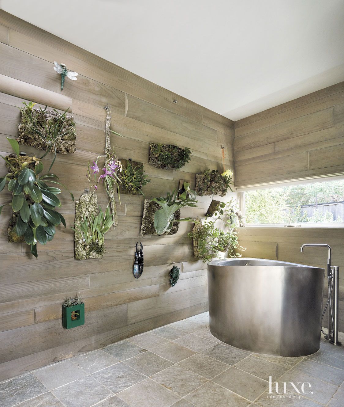 Modern Cedar-Sided Master Bath - Luxe Interiors + Design