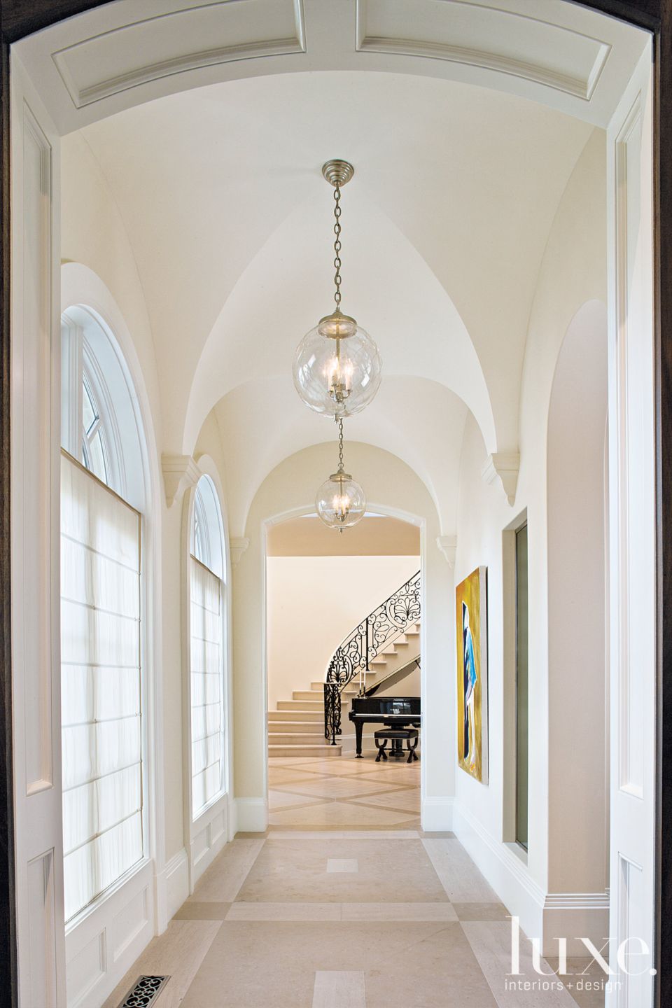 Traditional White Foyer with Groin-Vaulted Ceiling - Luxe Interiors ...