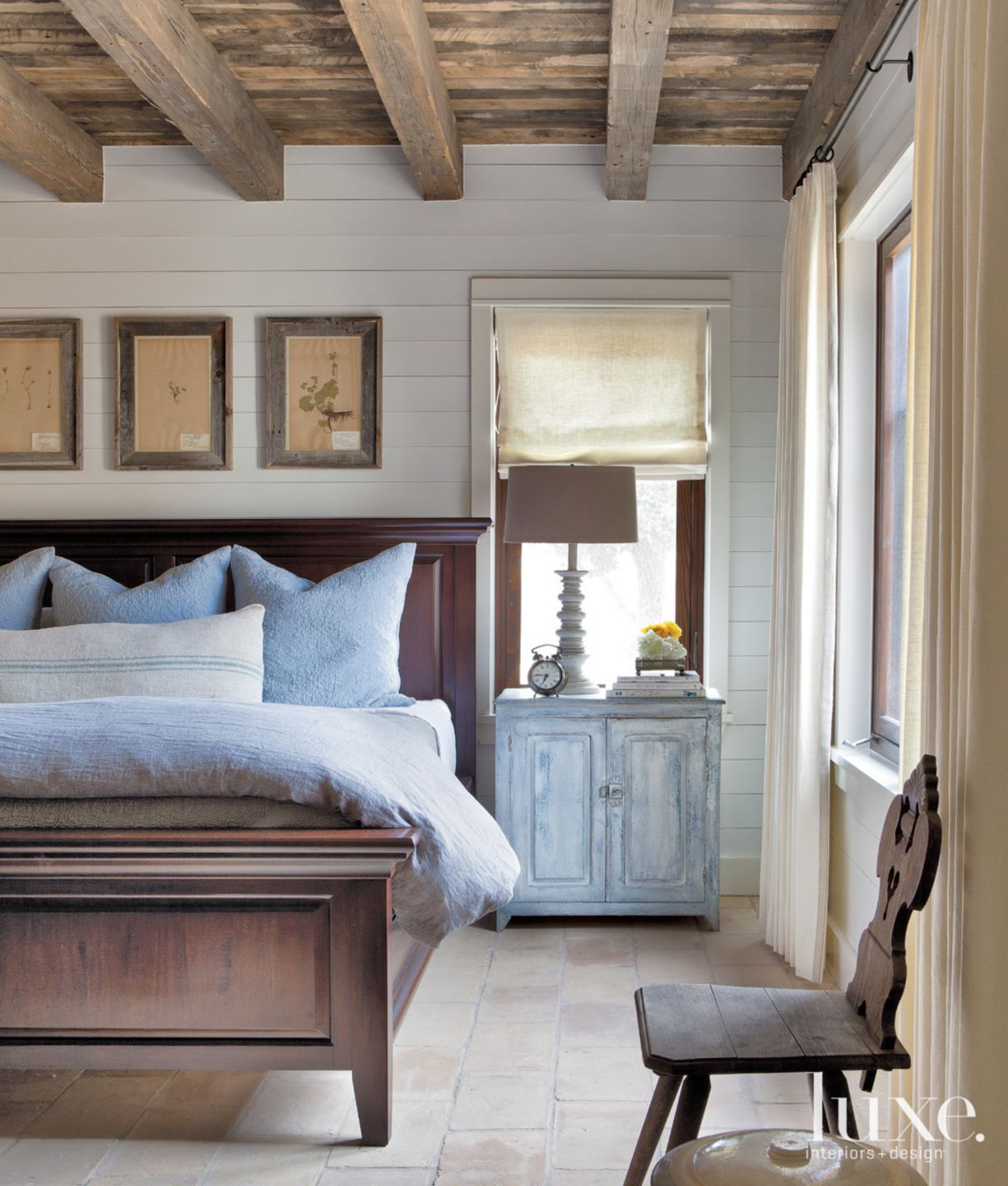 Rustic Blue Country Bedroom - Luxe Interiors + Design